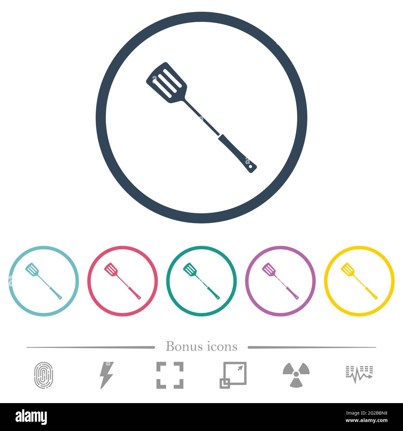 Barbecue spatula flat color icons in round outlines. 6 bonus icons ...