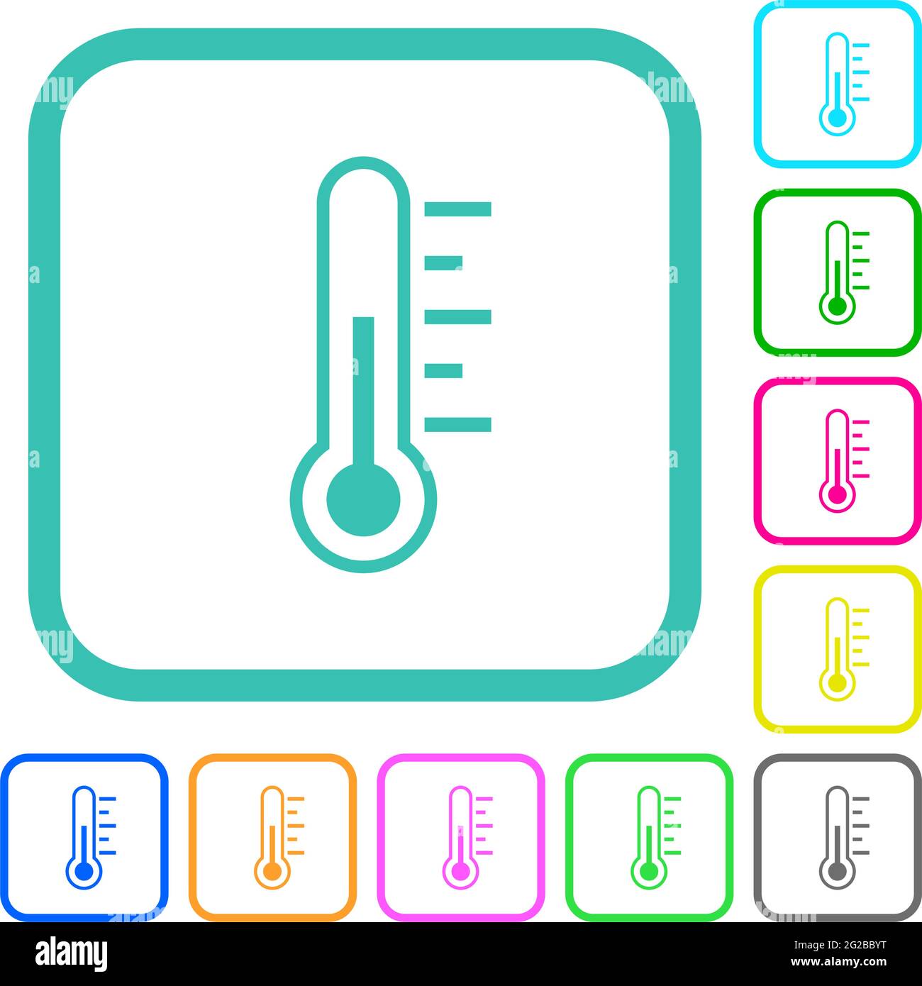 Thermometer medium temperature vivid colored flat icons in curved ...