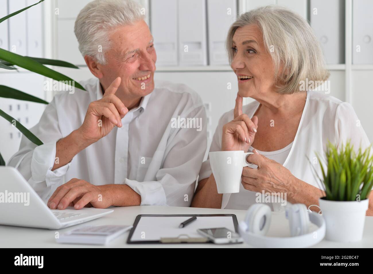 Successful senior businesspeople working together in modern office ...