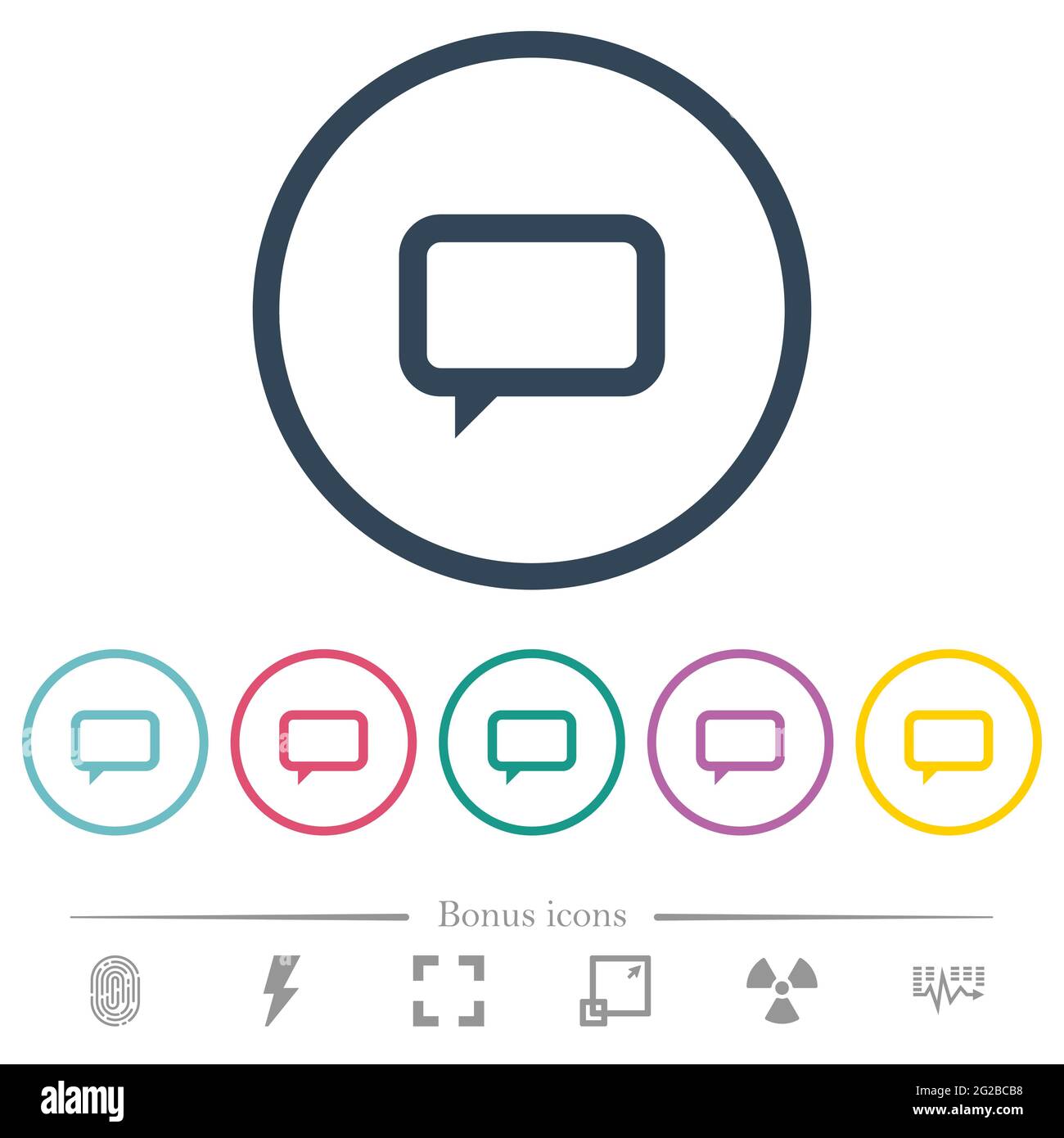 Empty comment bubble flat color icons in round outlines. 6 bonus icons ...