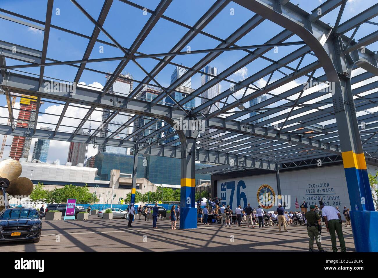 New York, United States. 09th June, 2021. Interior view of Pier 76 as ...