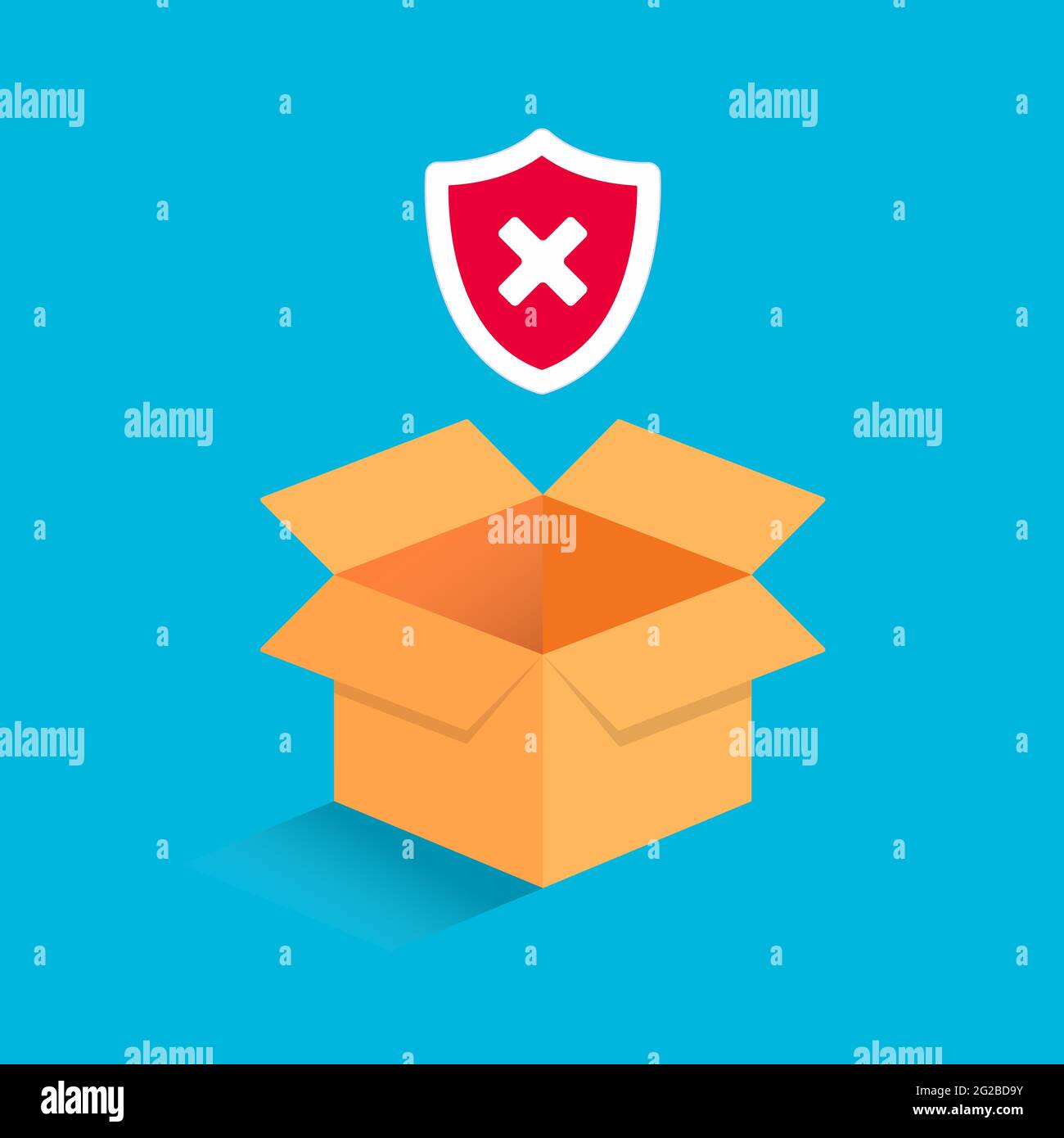 3d isometric cardboard opened box isolated on light blue background ...