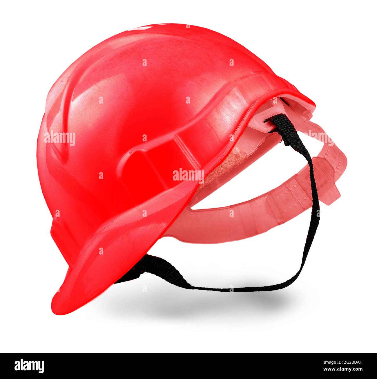 The red Plastic safety helmet isolated on white background Stock Photo ...