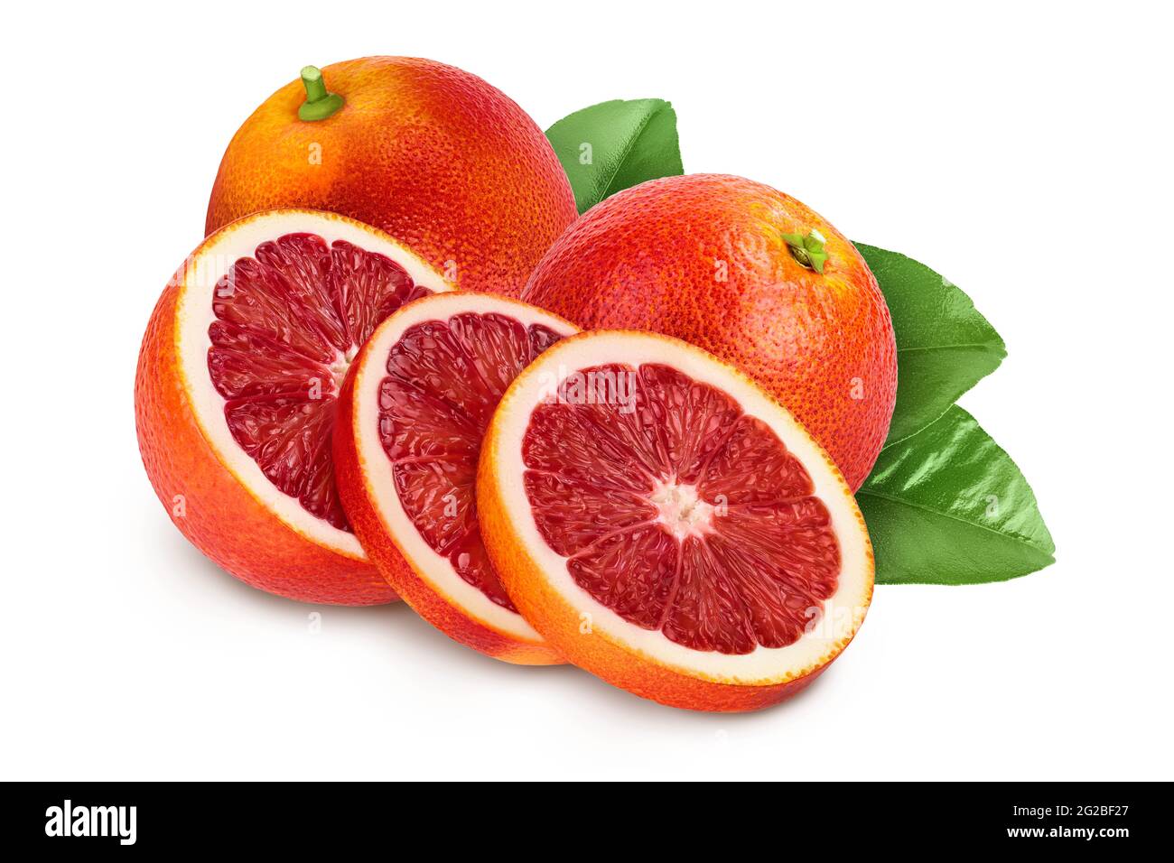 Blood red oranges isolated on white background with clipping path and ...