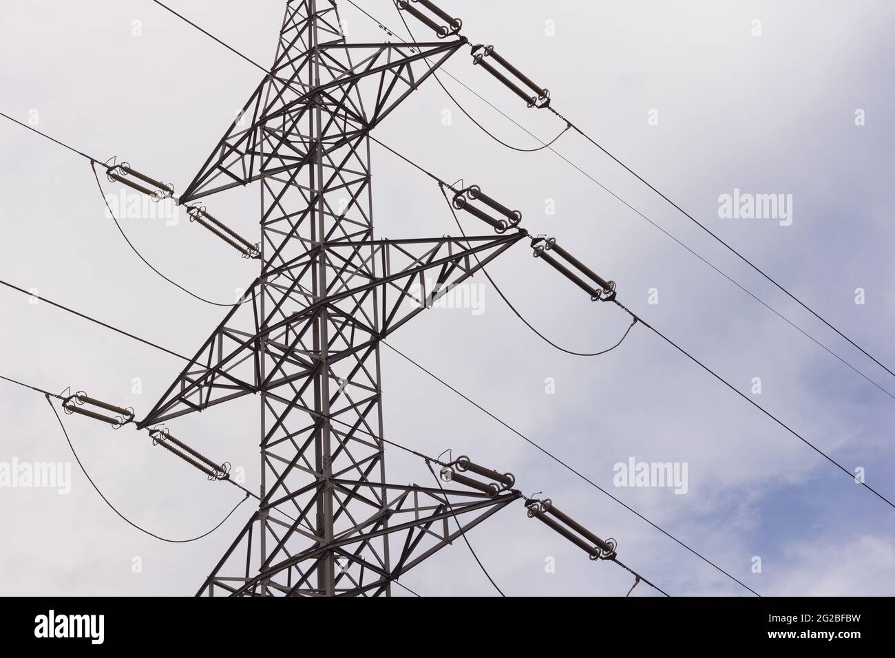 Power distribution pylon system to rural community and countryside ...