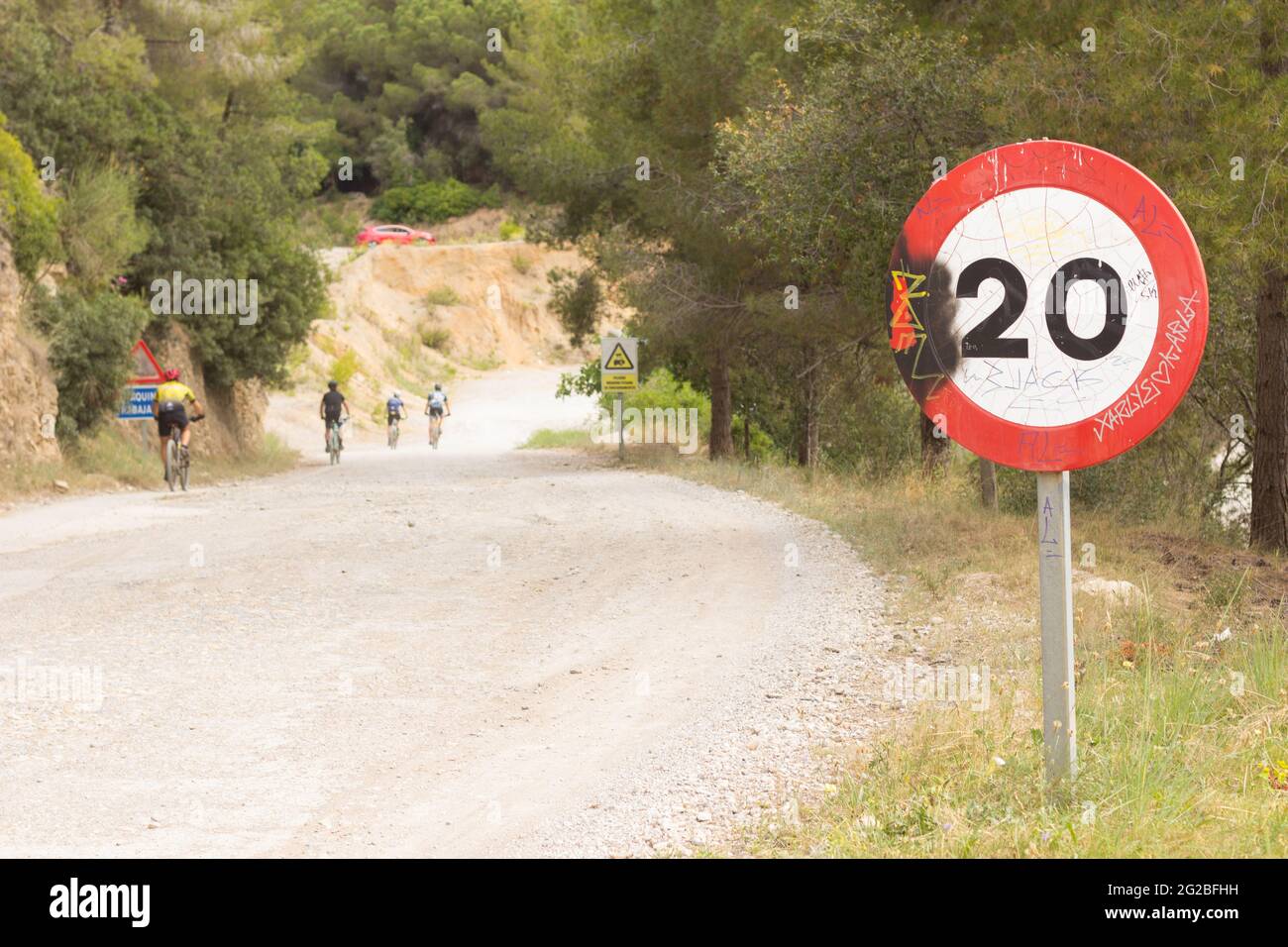 Sign prohibiting speeding over 20 kilometres per hour. Speed limit ...