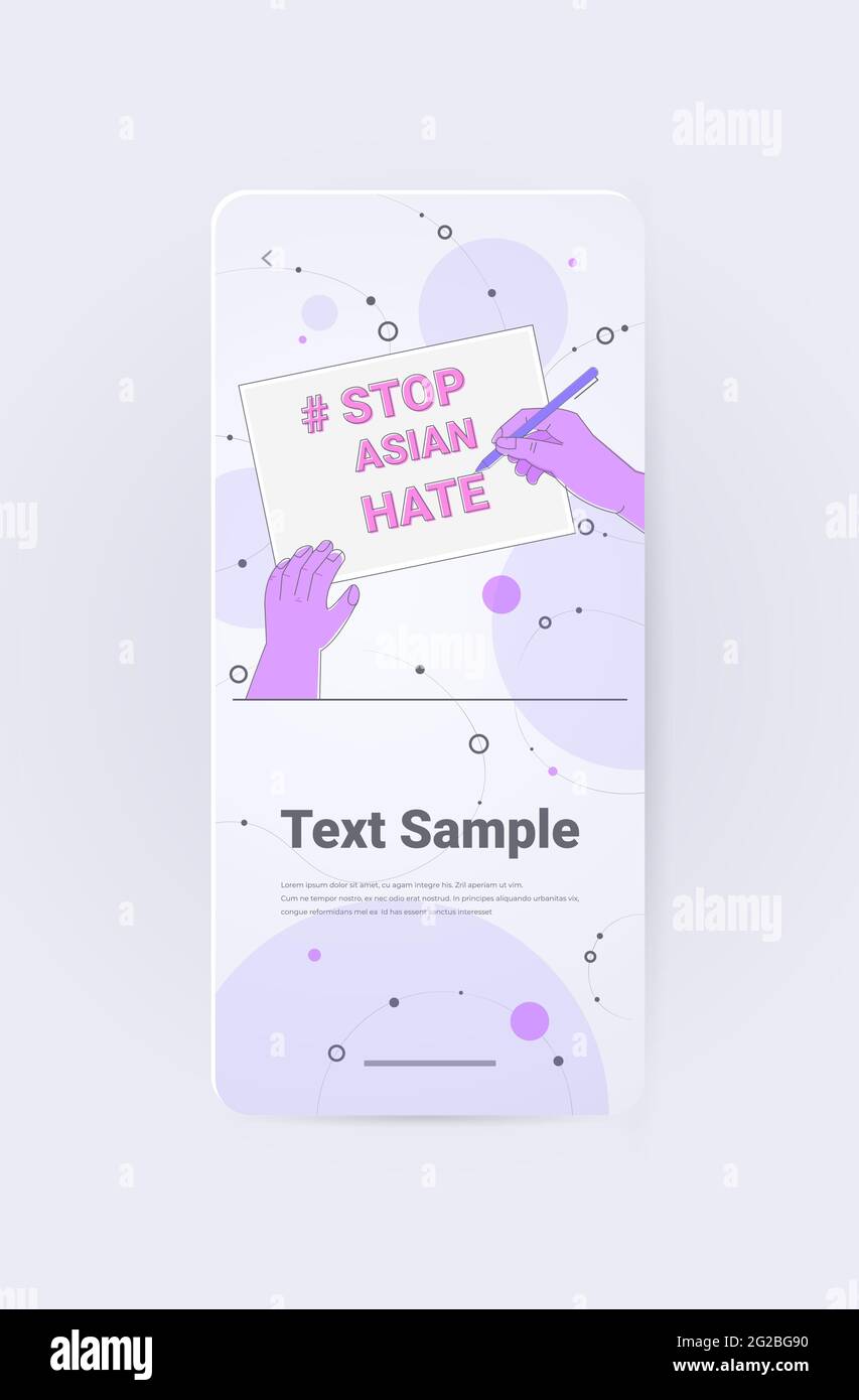 human hands writing stop asian hate banner campaign against racism ...