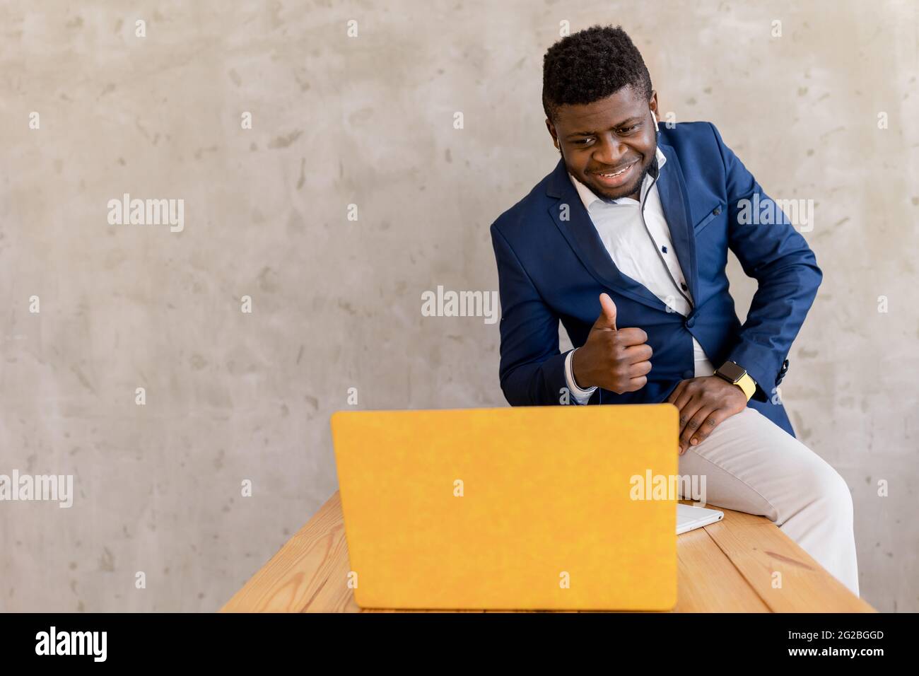 Businessman Leaning Over Office Chair High Resolution Stock Photography ...
