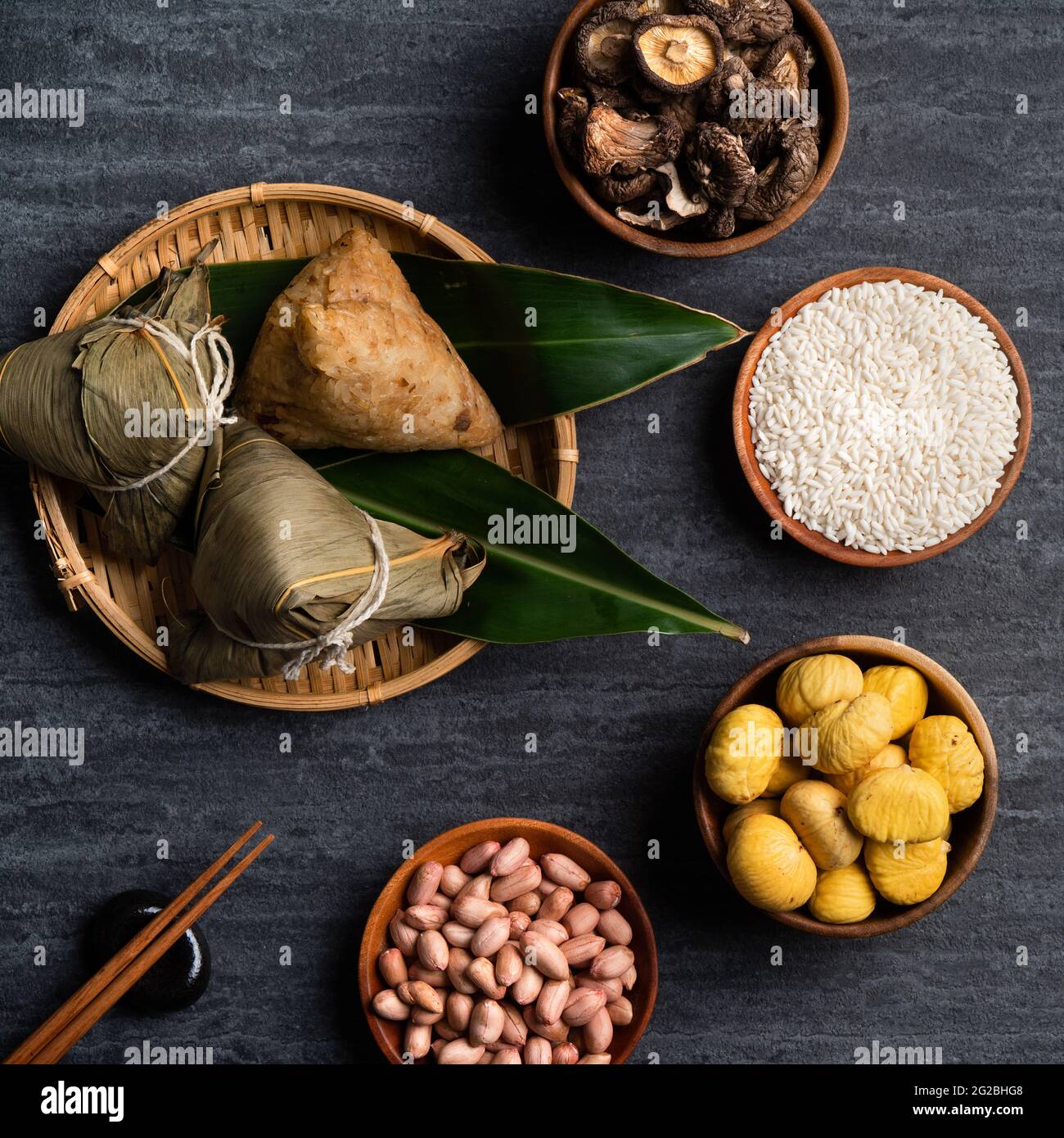 Zongzi. Rice dumpling top view design concept for Chinese traditional ...