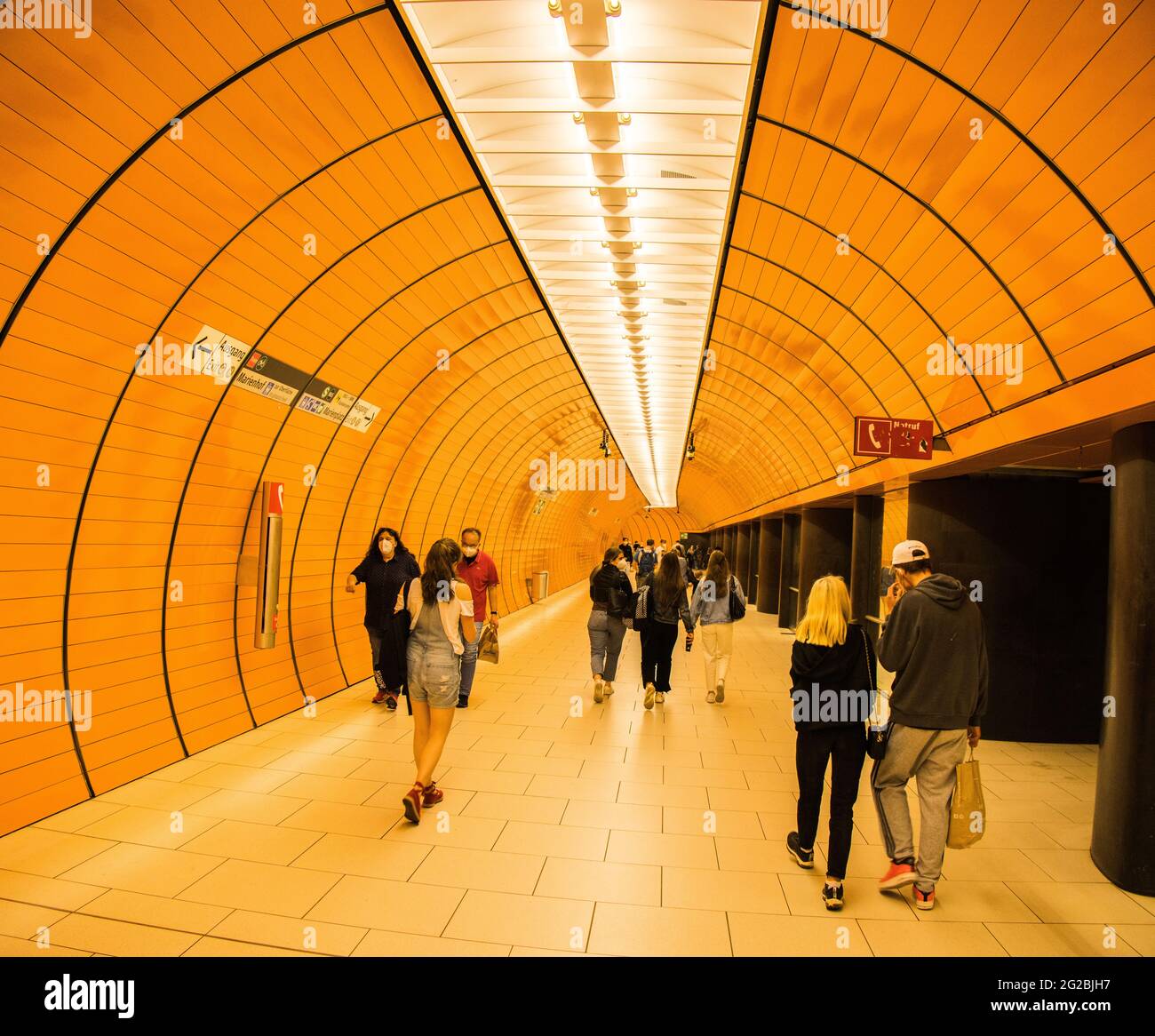 Munich subway station in the city center - MUNICH, GERMANY - JUNE 03 ...