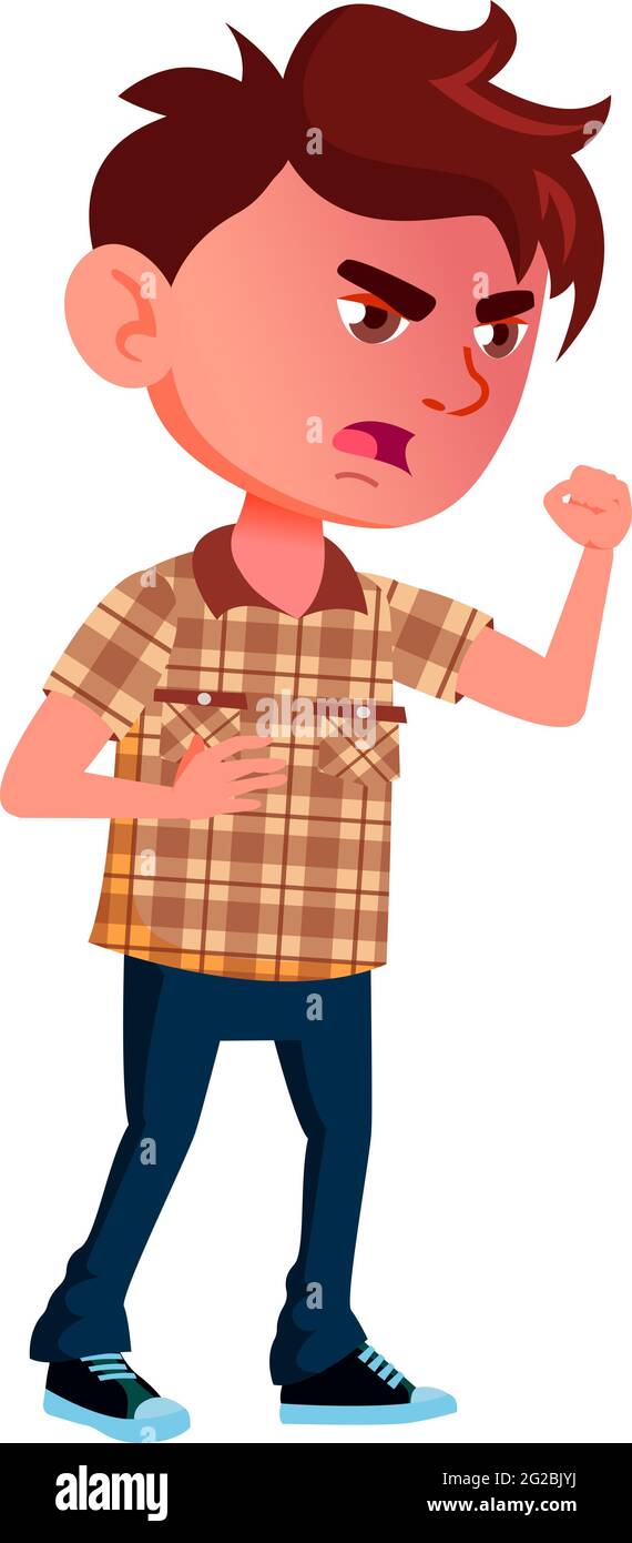 angry caucasian boy shouting on classmate cartoon vector Stock Vector ...