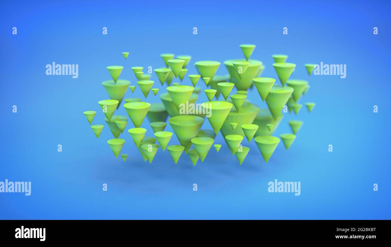 Illustration of upside-down green cone geometric shapes isolated on ...