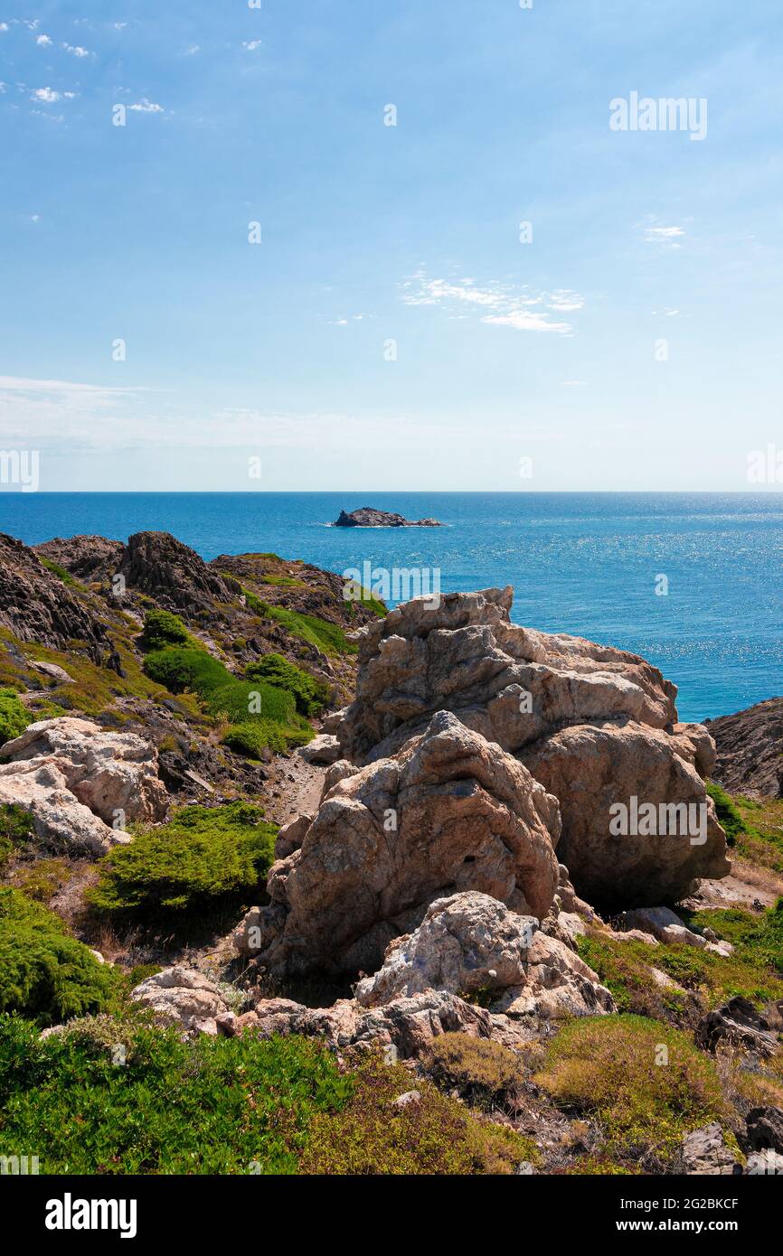 turquoise water cove on the costa brava in giron a beautiful summer day ...