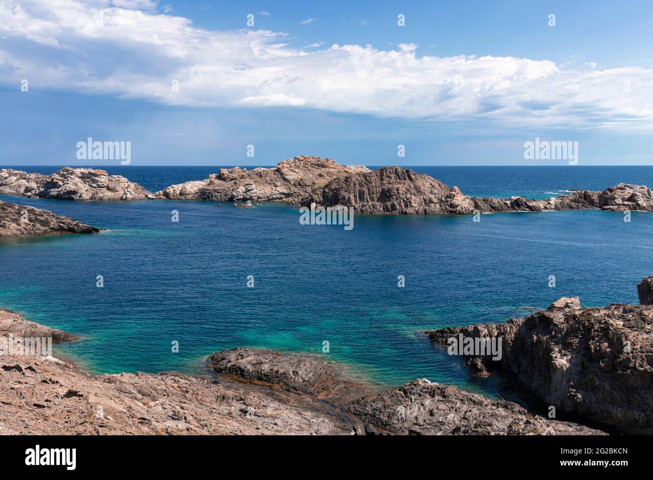 turquoise water cove on the costa brava in giron a beautiful summer day ...