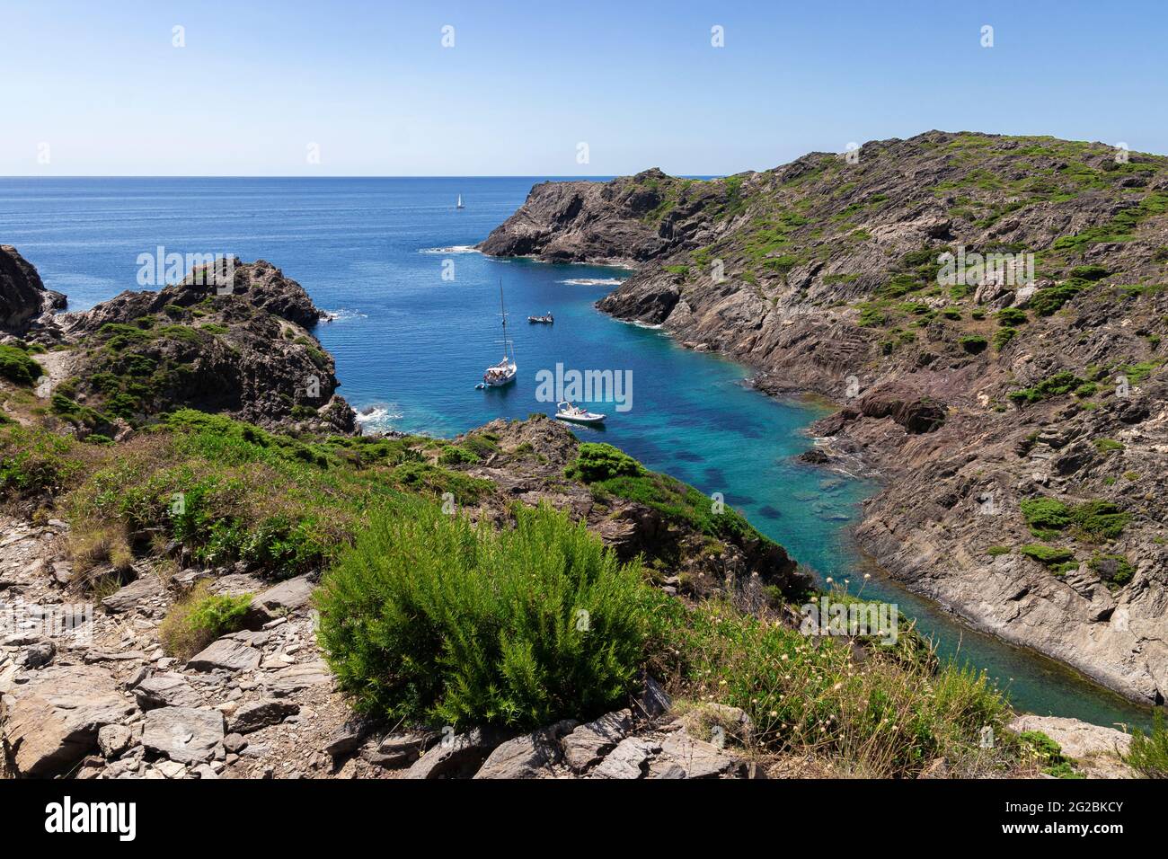 turquoise water cove on the costa brava in giron a beautiful summer day ...