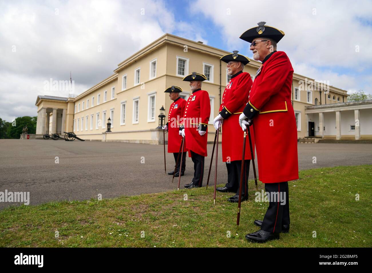 Chelsea Pensioners from left: David Godwin, Colin Paterson, Pete Turner ...