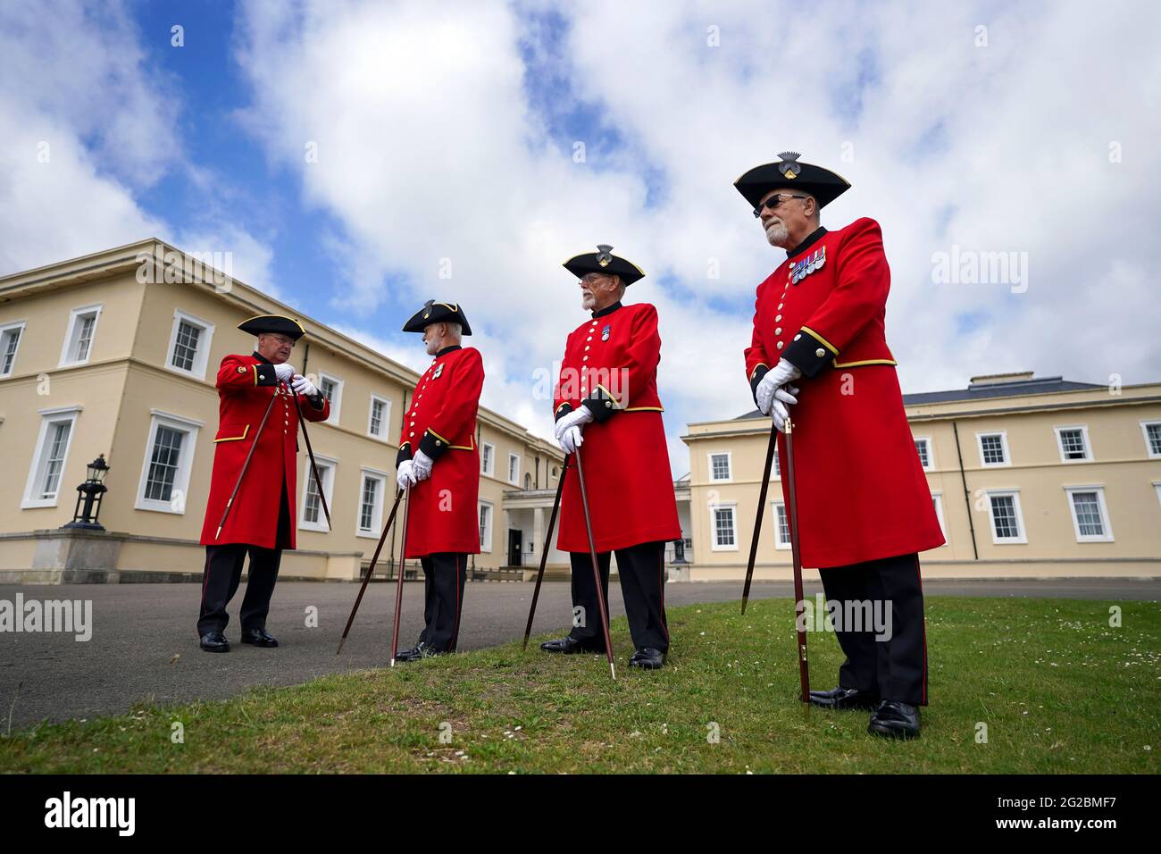 Chelsea Pensioners from left: David Godwin, Colin Paterson, Pete Turner ...