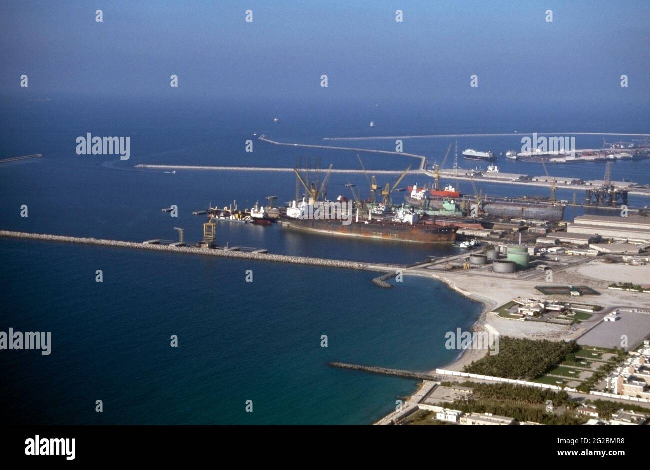 Aerial Dubai UAE Port And Dry Dock Stock Photo - Alamy