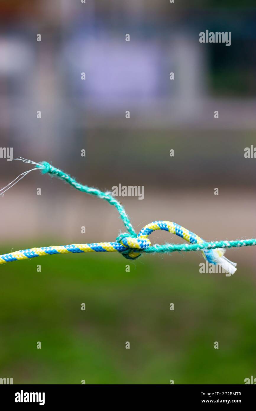 Rope with a knot. Tie a knot. Tangled rope. Tied rope Stock Photo - Alamy