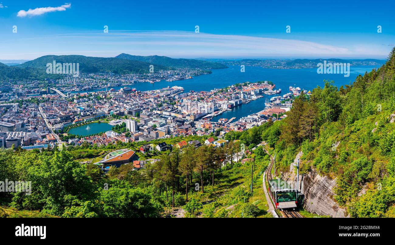 View from Mt Fløyen in Bergen Stock Photo - Alamy