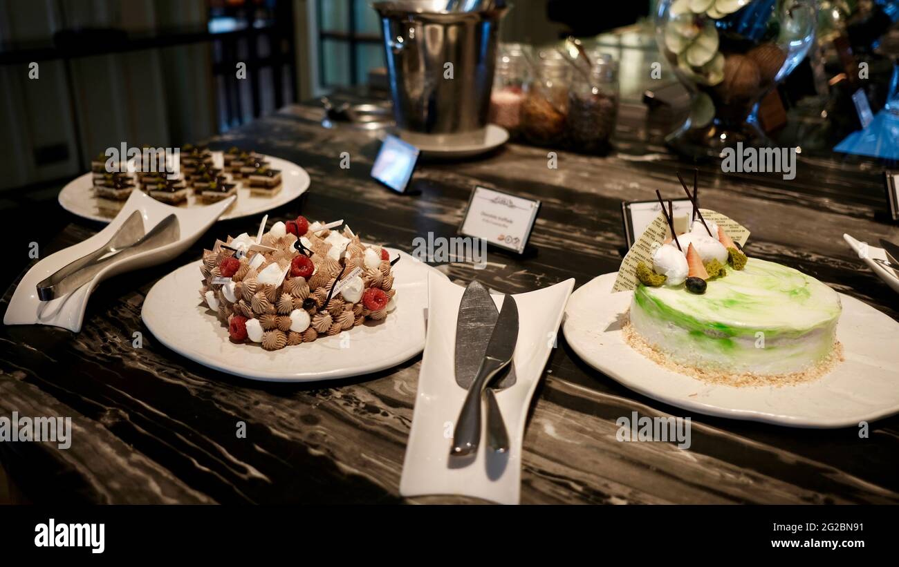 Gourmet Food presentations at a five star buffet Rain Tree Cafe The ...