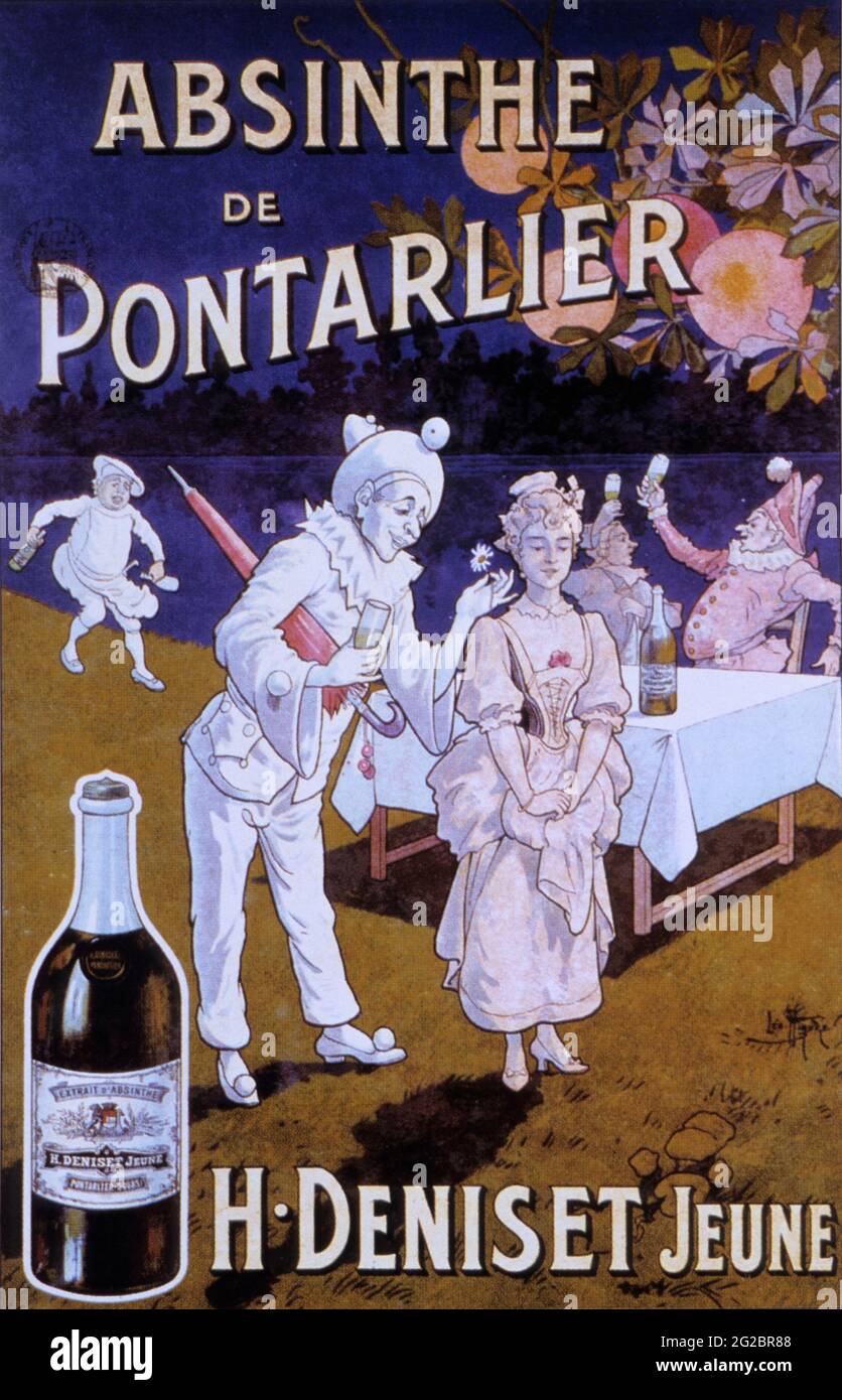 FRANCE. DOUBS (25) ABSINTH MUSEUM. OLD POSTER FOR ABSINTH ADVERTISING ...