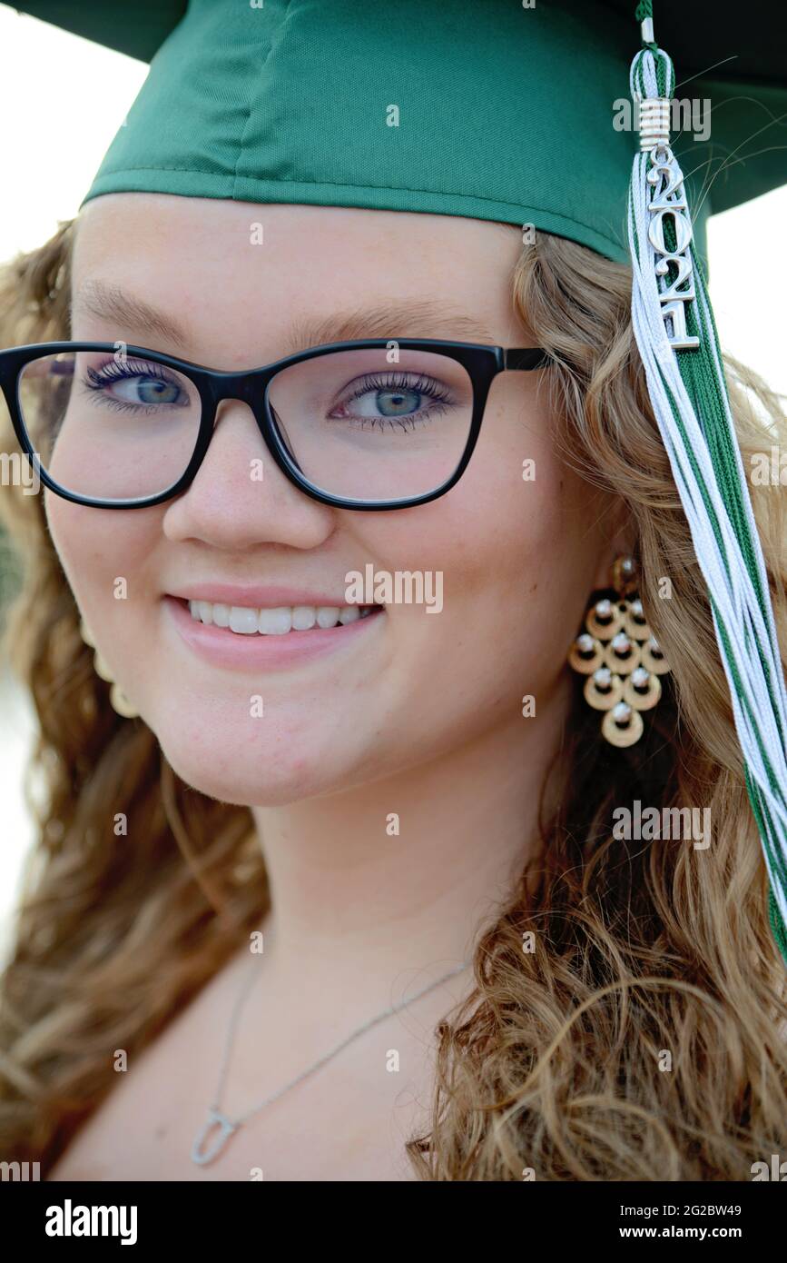 Beautiful young high school graduate with blonde hair Stock Photo - Alamy