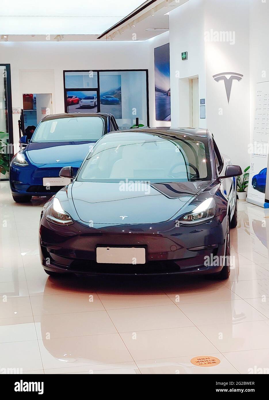 SHANGHAI, CHINA - MAY 30, 2021 - A Tesla store for new energy electric ...