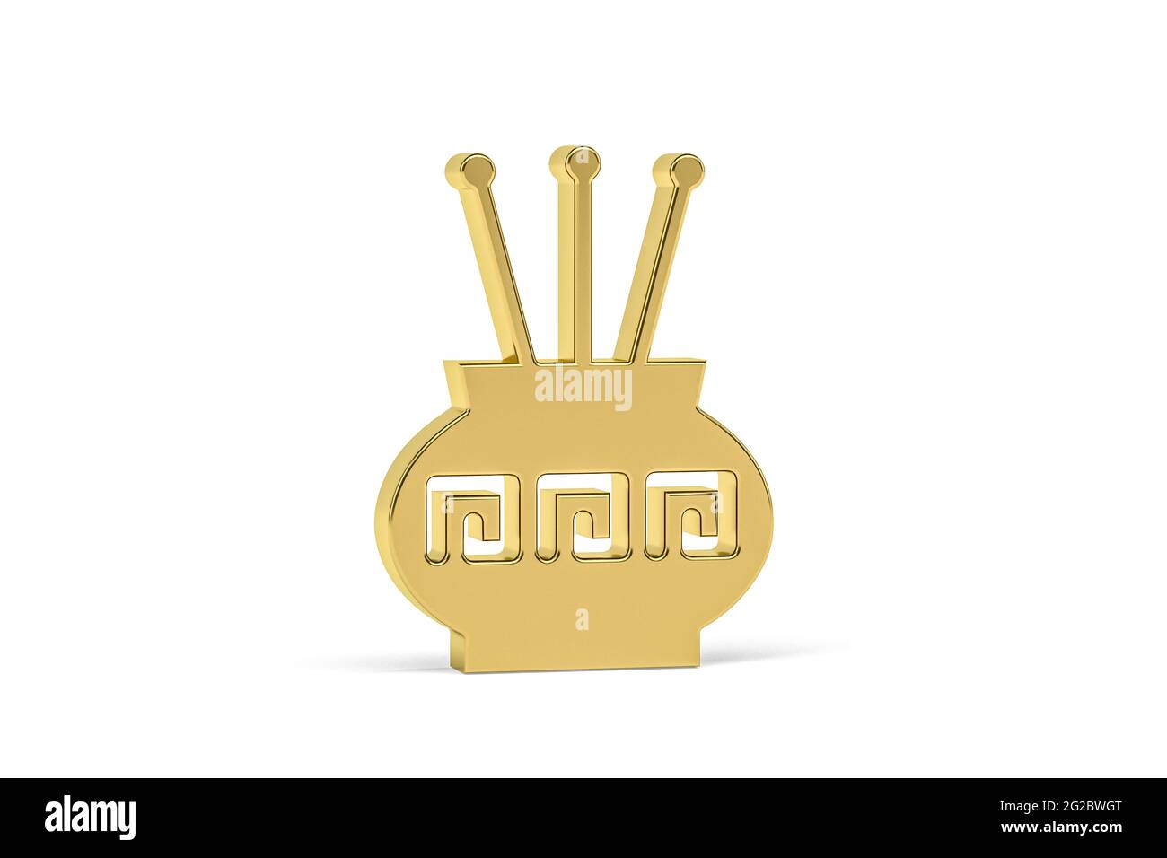 Golden 3d Chinese culture icon isolated on white background - 3d render ...