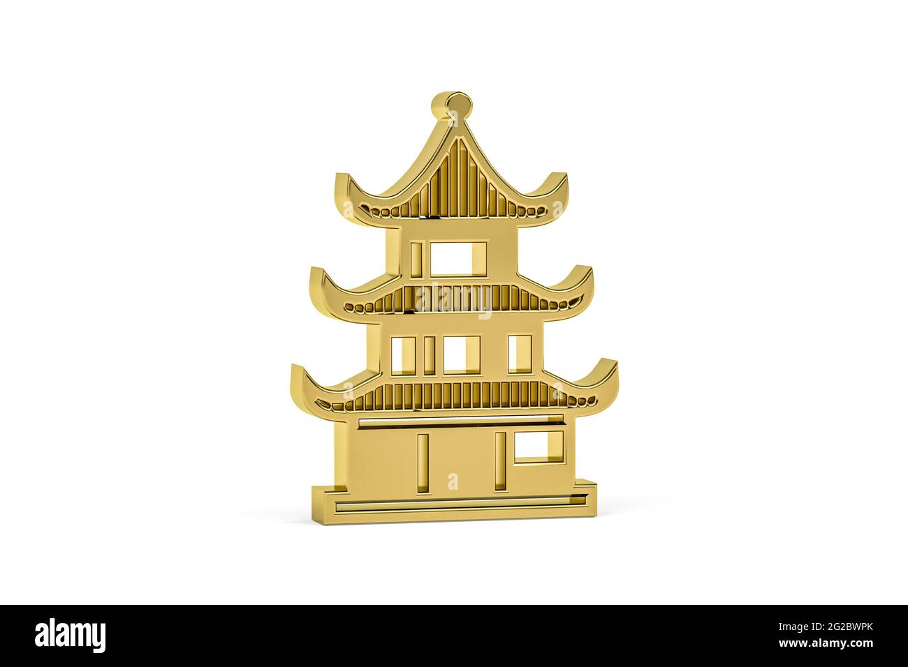 Golden 3d Chinese culture icon isolated on white background - 3d render ...