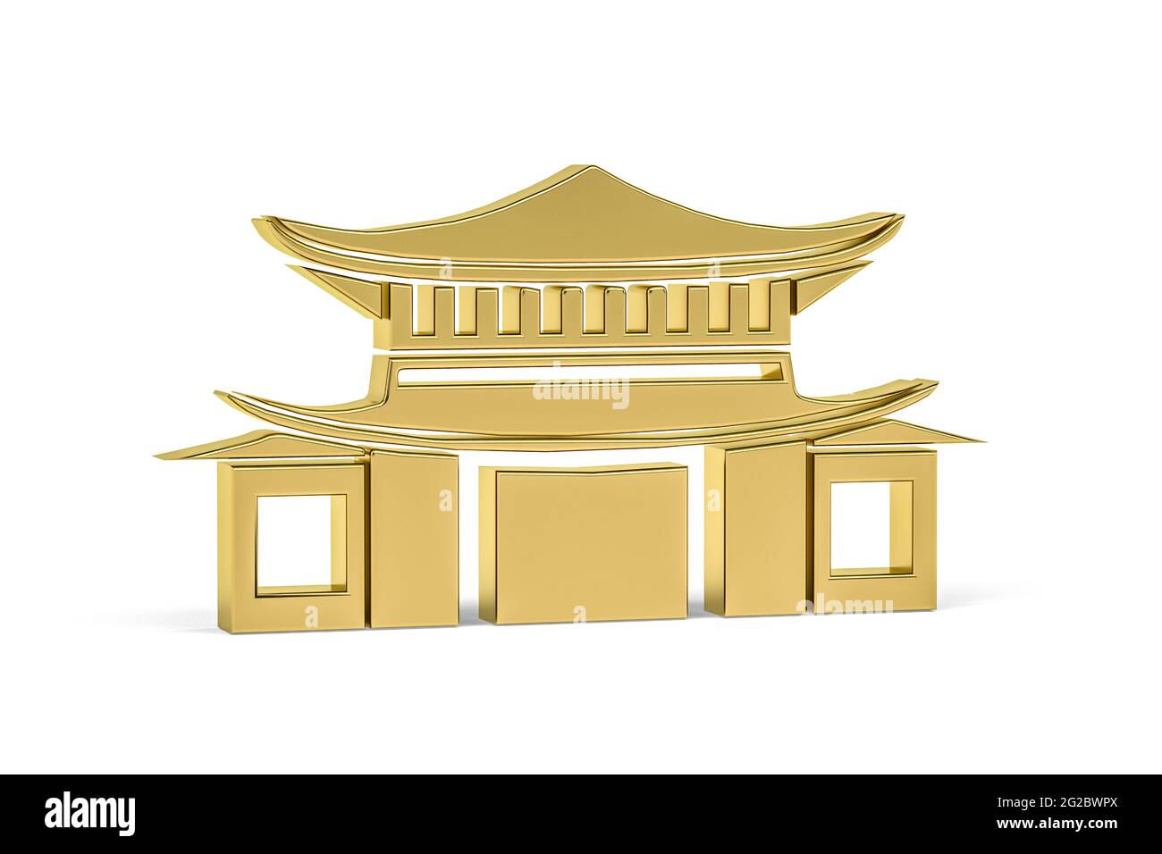 Golden 3d Chinese culture icon isolated on white background - 3d render ...