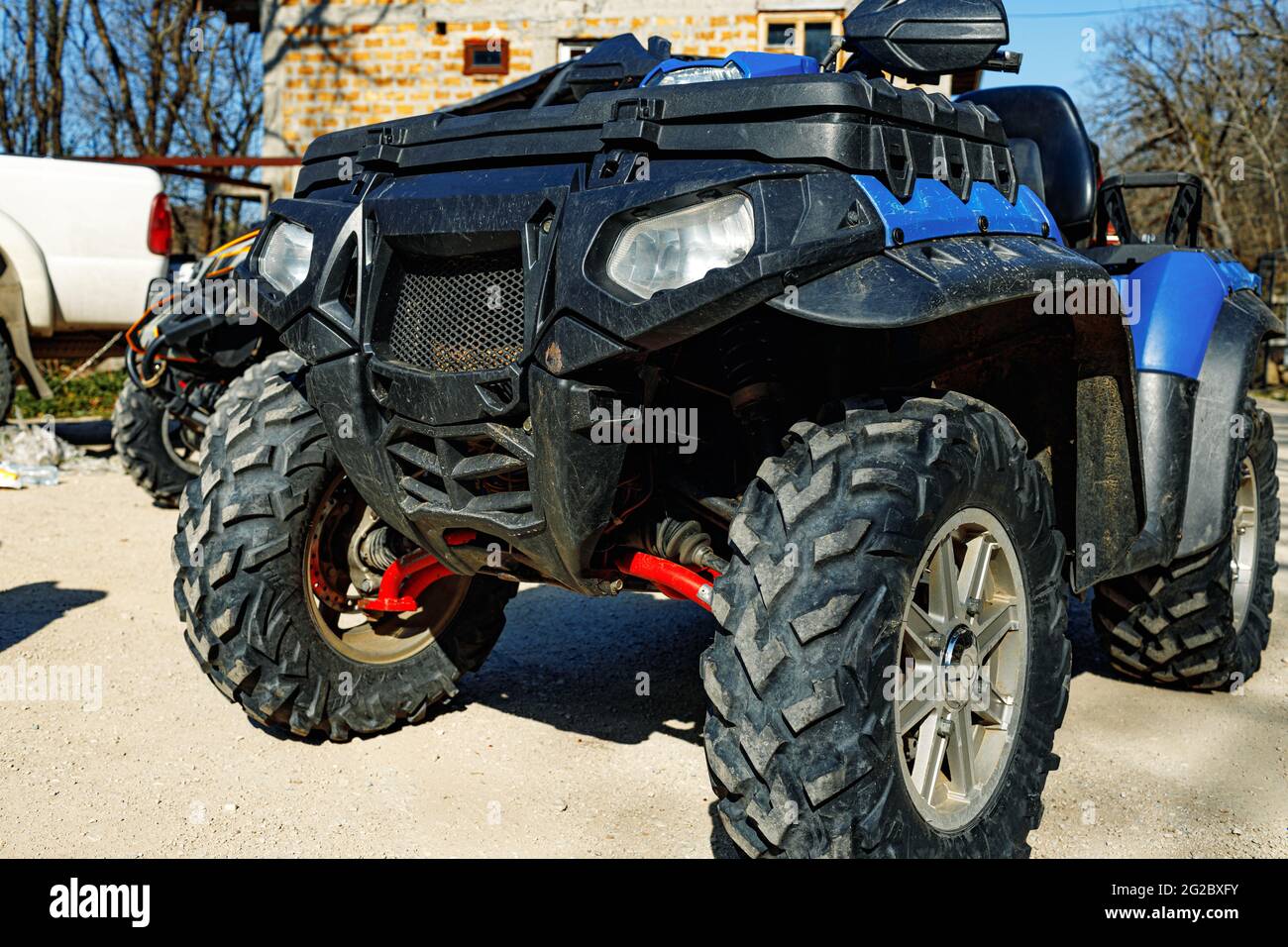 Details of Atv quad bike close up Stock Photo - Alamy