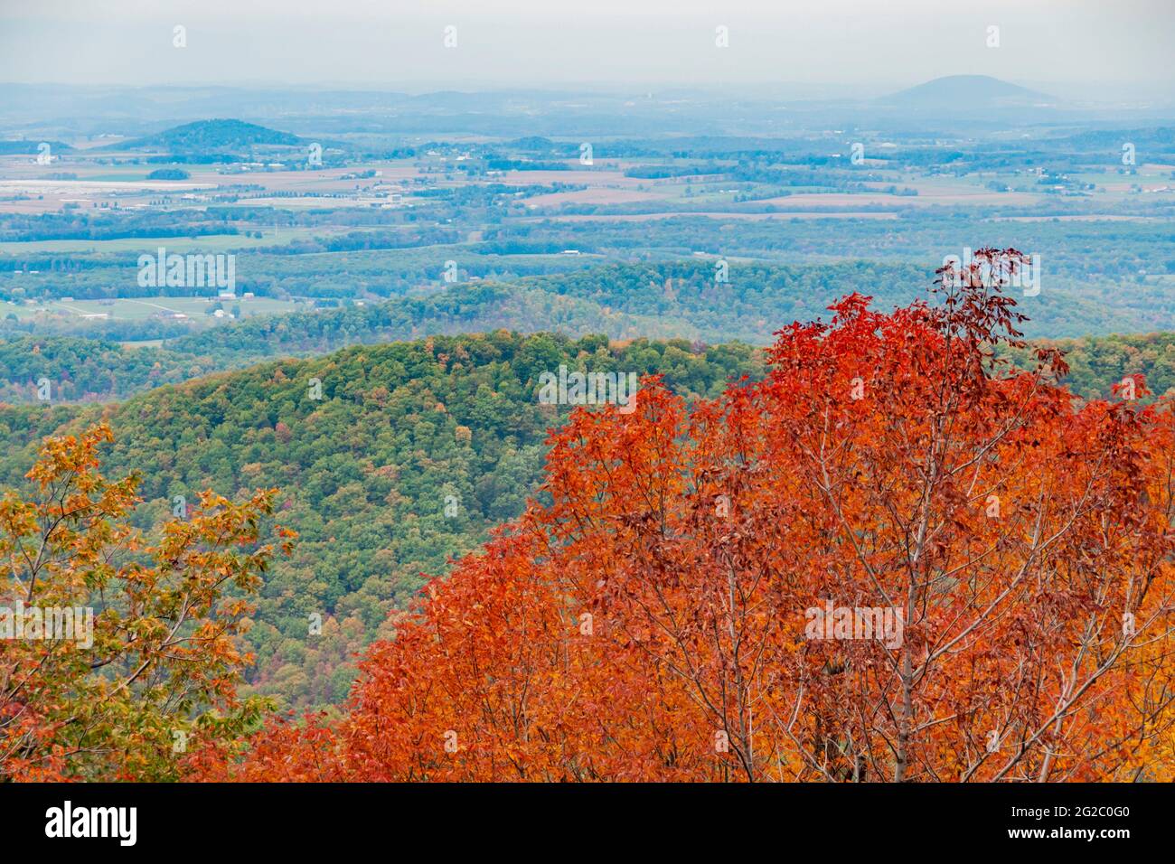 Scenic view from the Blue Ridge parkway showing the misty, foggy blue ...