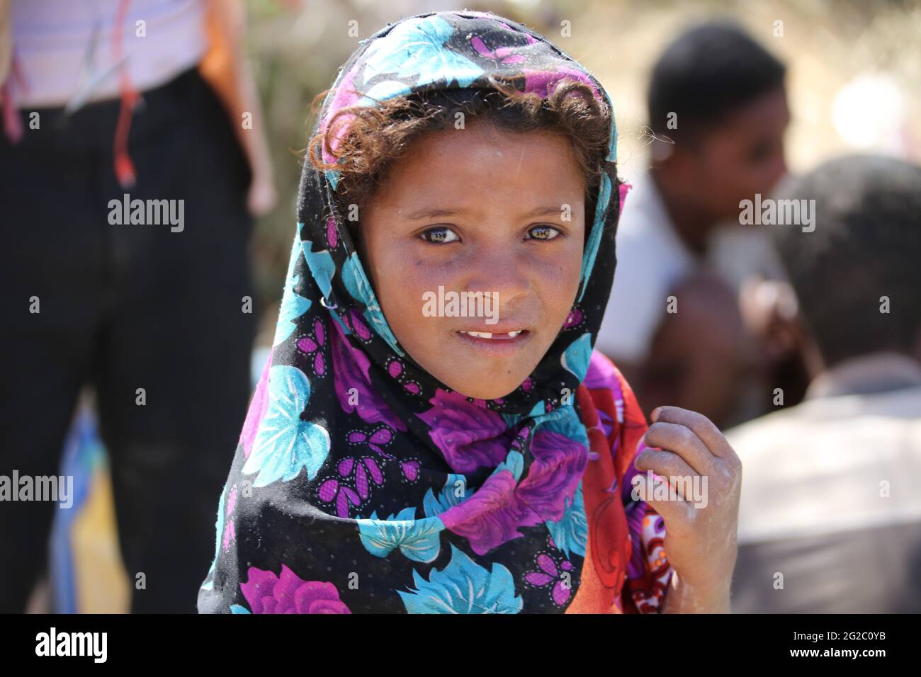 Taiz / Yemen - 29 Apr 2016: The smile of a poor Yemeni girl who lives ...