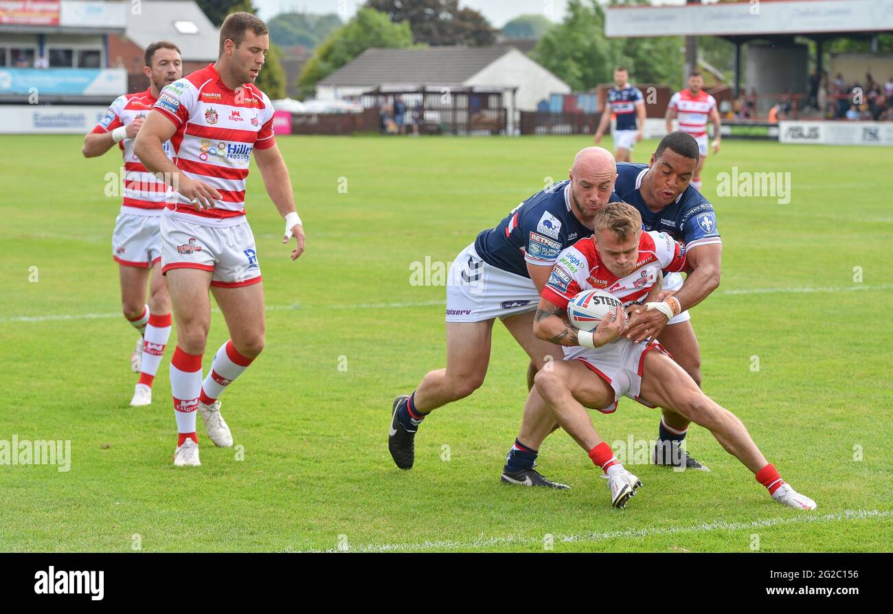 Wakefield, England - 6 June 2021 -Wakefield Trinity's Lee Kershaw and ...
