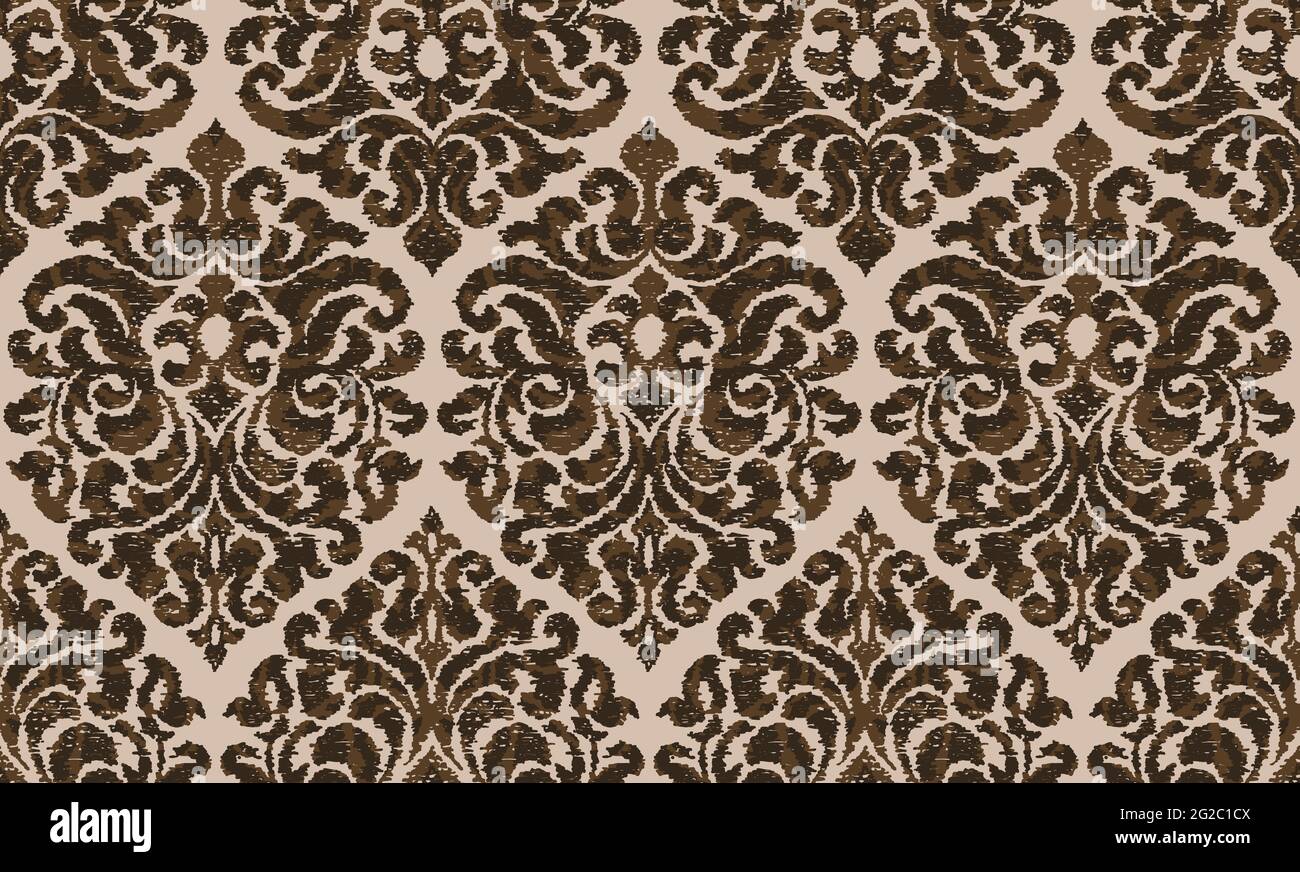 Seamless pattern with Damask motifs in brown tones Stock Photo - Alamy