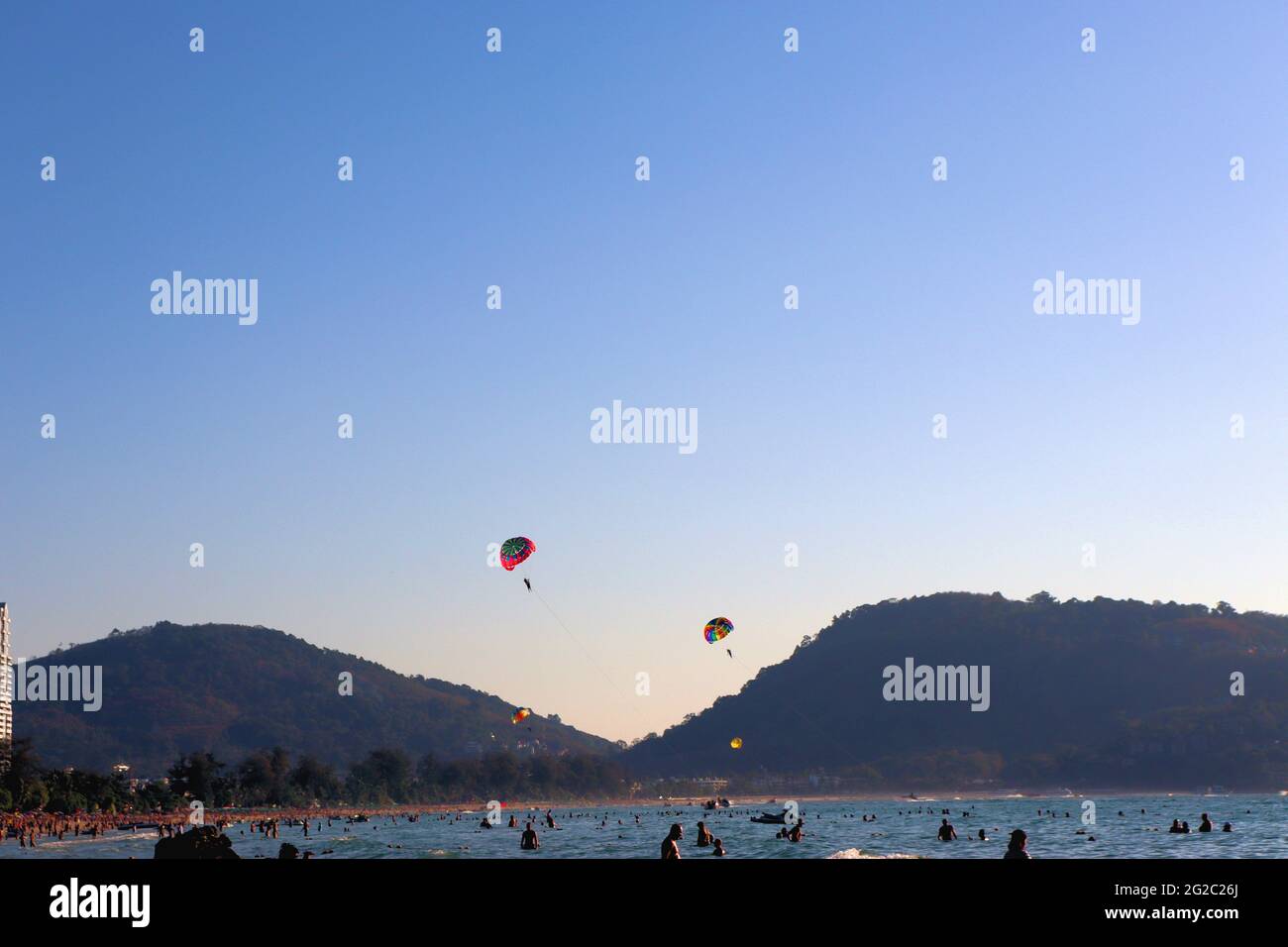 paragliding with a soft wing, beach vacation Stock Photo - Alamy