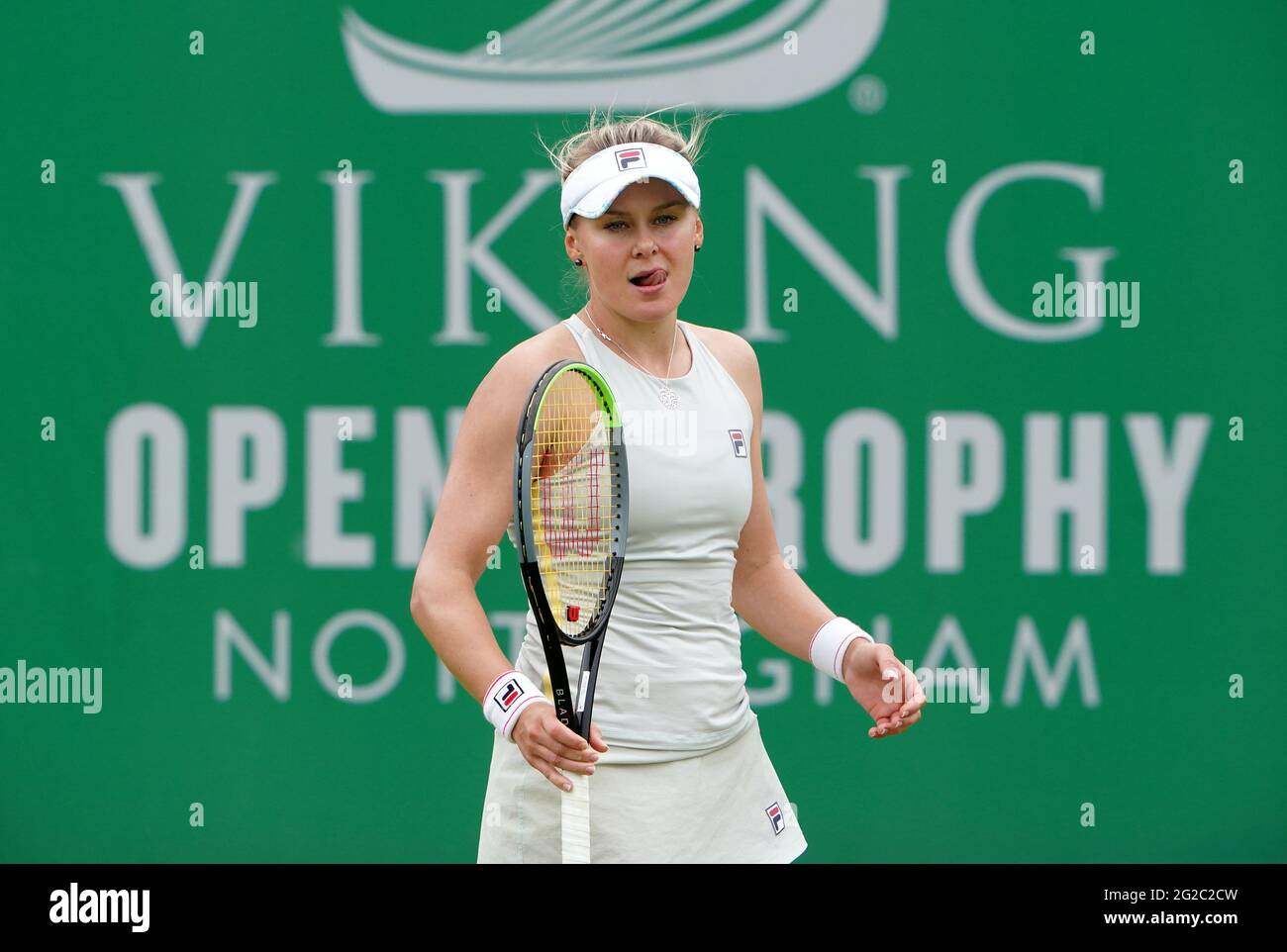 Kateryna Kozlova in action against Johanna Konta during day six of the ...