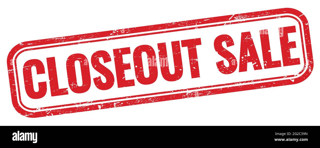 CLOSEOUT SALE text on red grungy rectangle stamp Stock Photo - Alamy