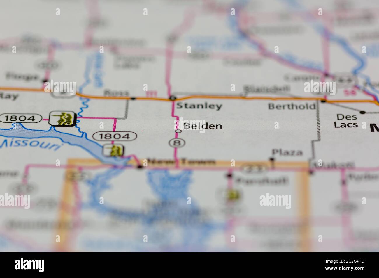 Belden North Dakota USA shown of a Road map or Geography map Stock ...