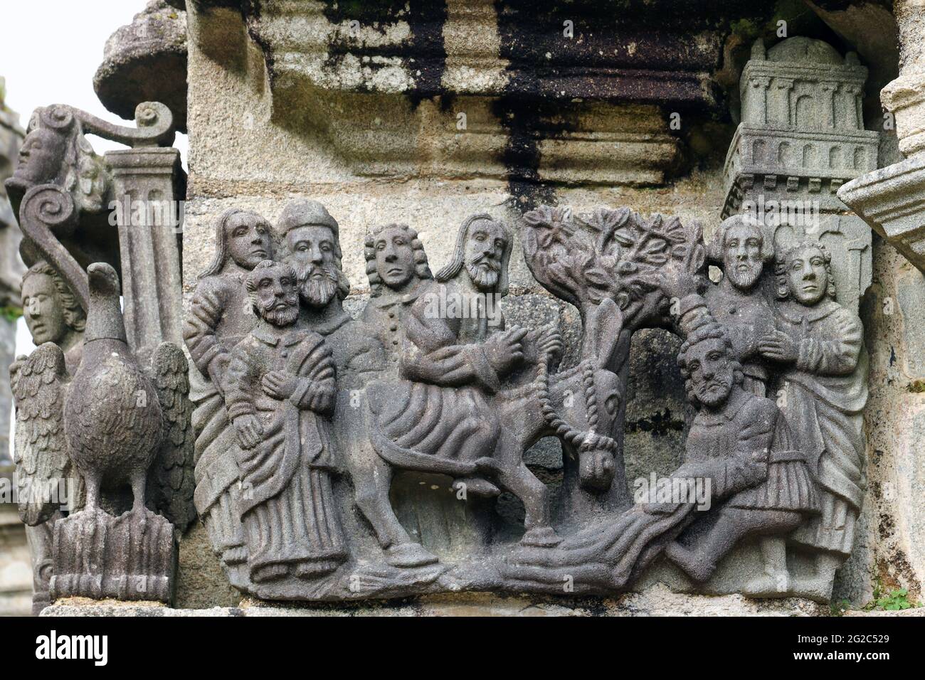 Entry to Jerusalem - detail of scene on the stone Calvary in Parish ...