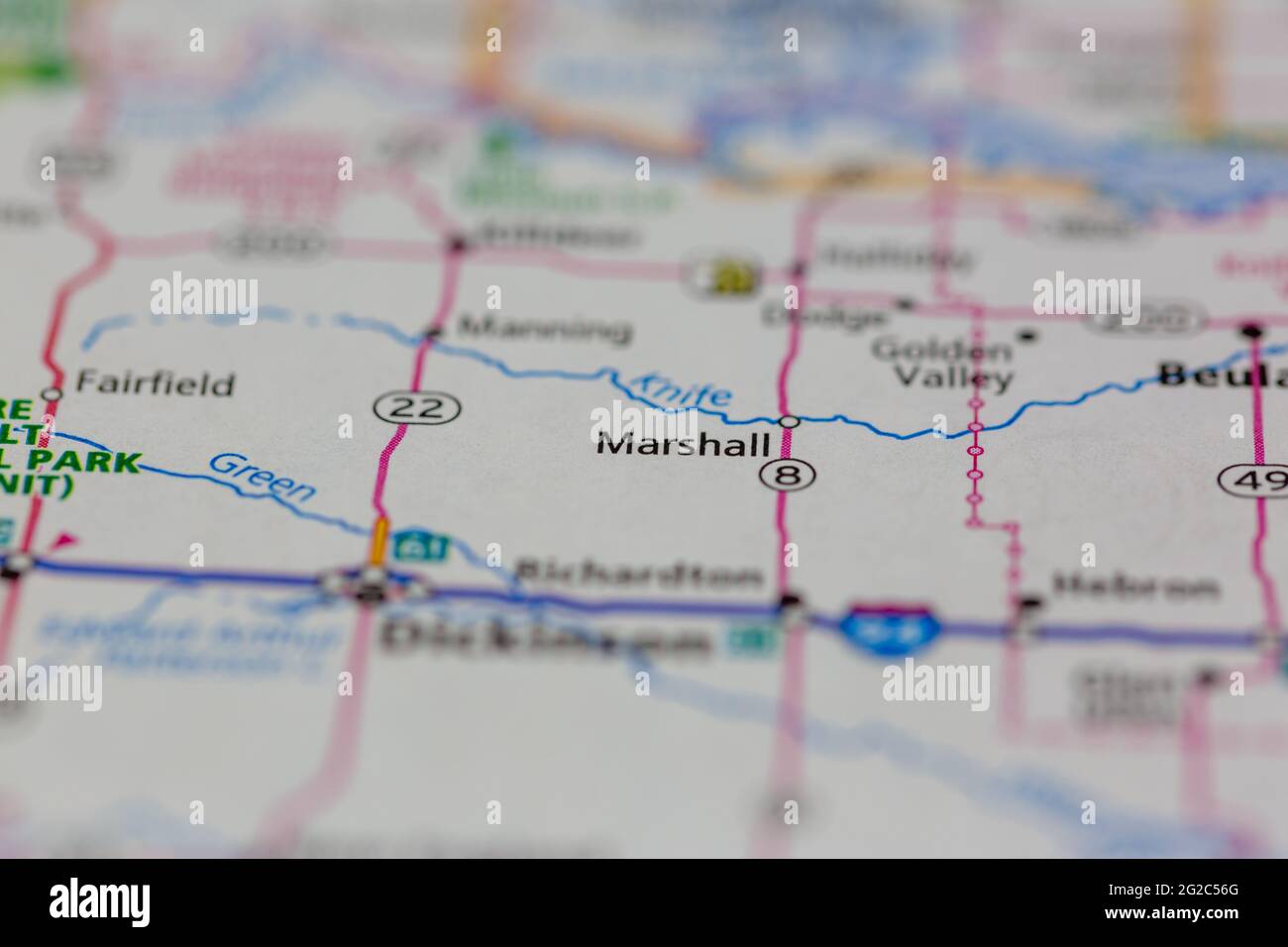 Marshall North Dakota USA shown of a Road map or Geography map Stock ...