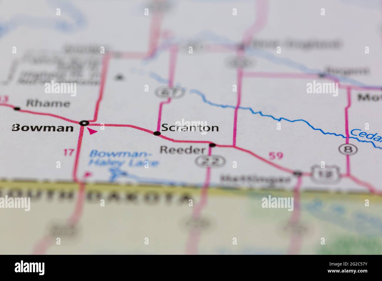 Scranton North Dakota USA shown of a Road map or Geography map Stock ...