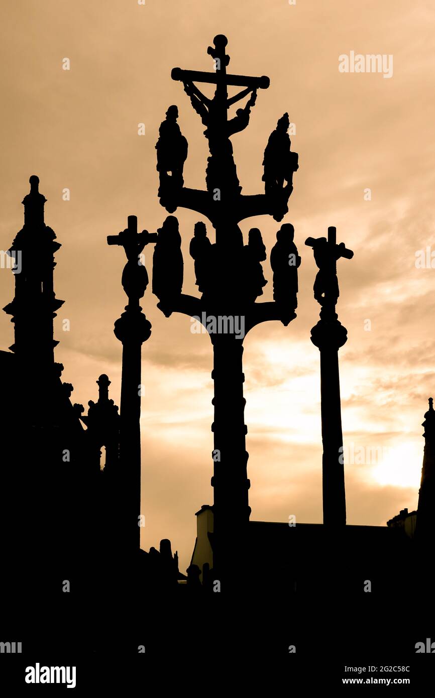 Calvary in the Saint-Thégonnec Parish close , Brittany, France Stock ...