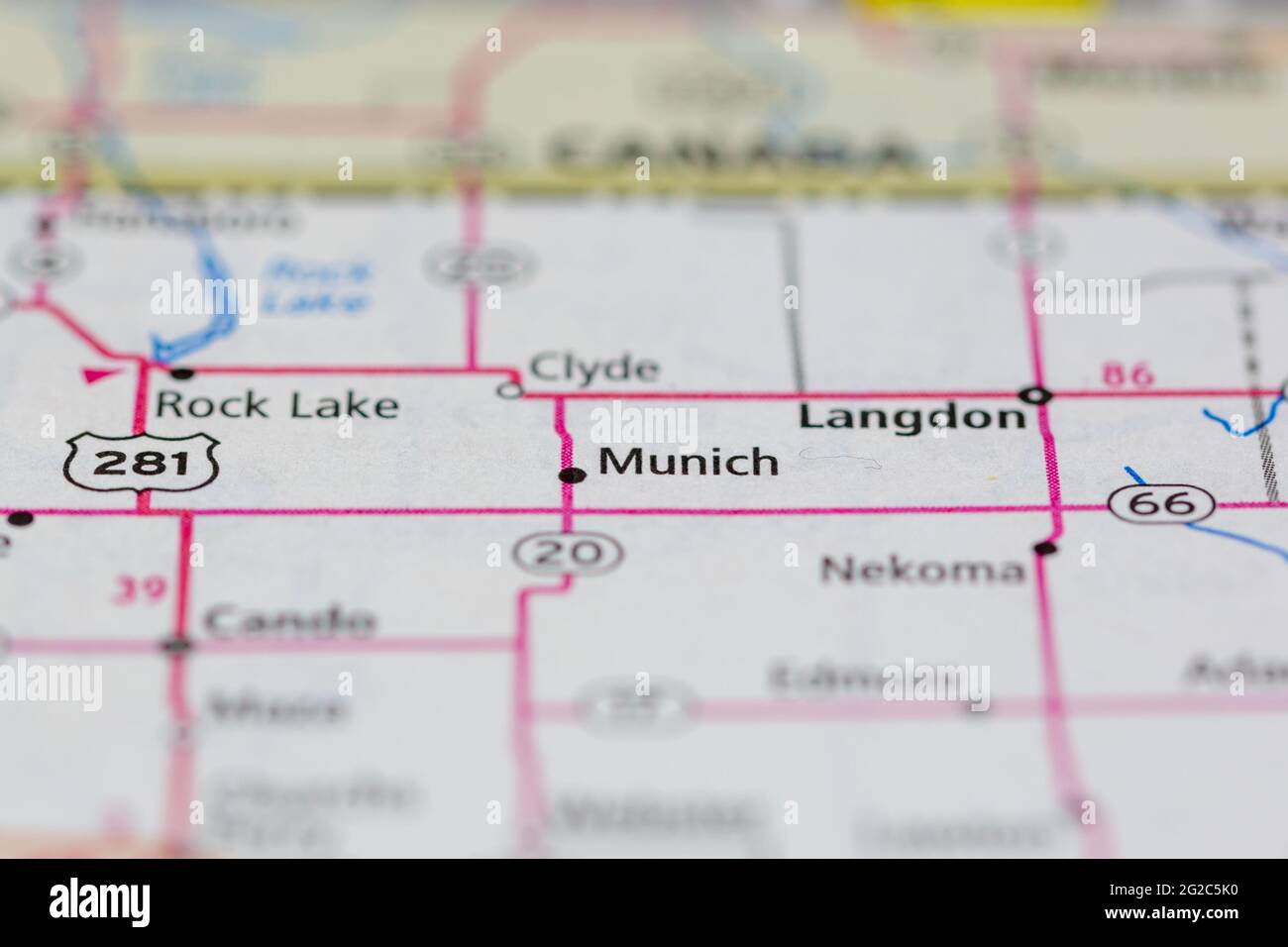 Munich North Dakota USA shown of a Road map or Geography map Stock ...