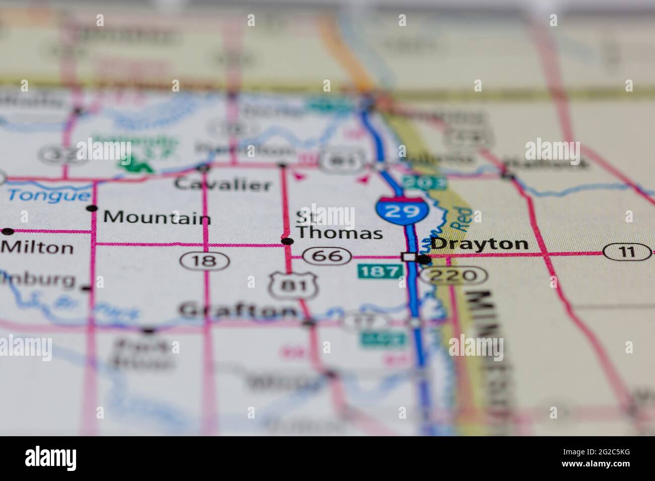 St Thomas North Dakota USA shown of a Road map or Geography map Stock ...