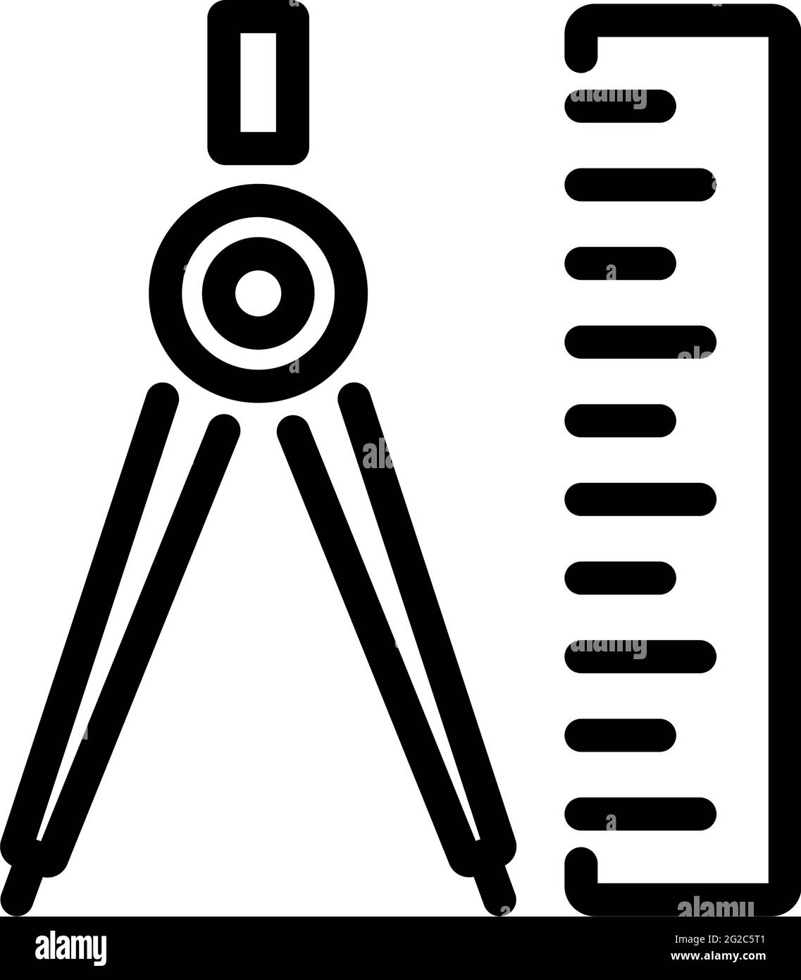 Icon Of Compasses And Scale. Bold outline design with editable stroke ...
