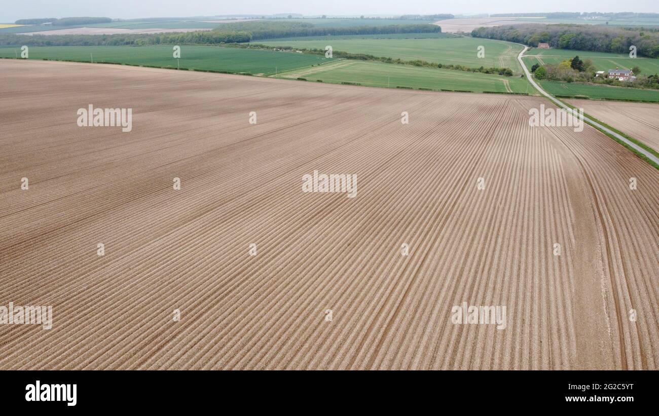 Aerial View of Rural Farm Fields, Kiplingcoates, Vale of York, East ...