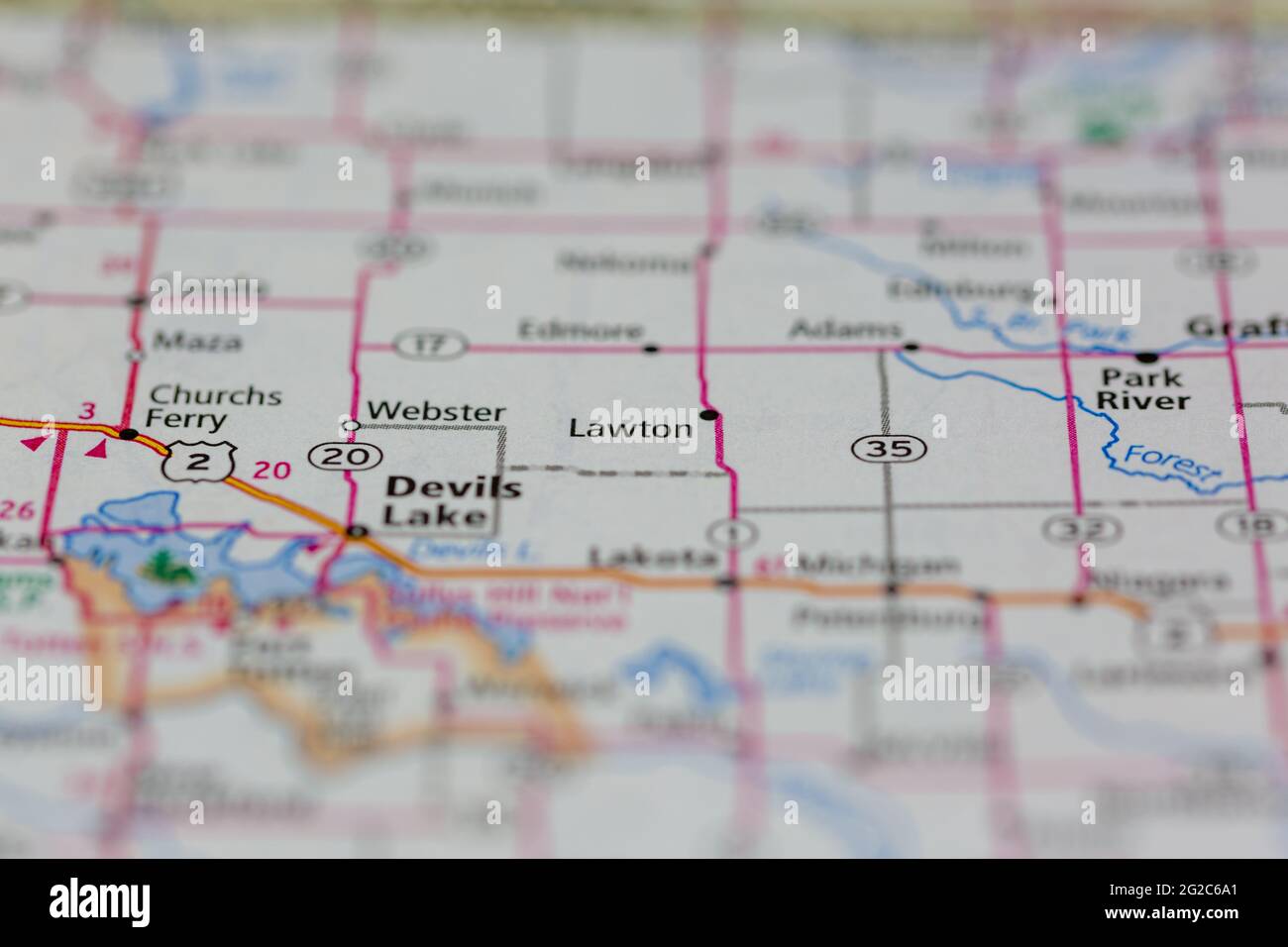 Lawton North Dakota USA shown of a Road map or Geography map Stock ...