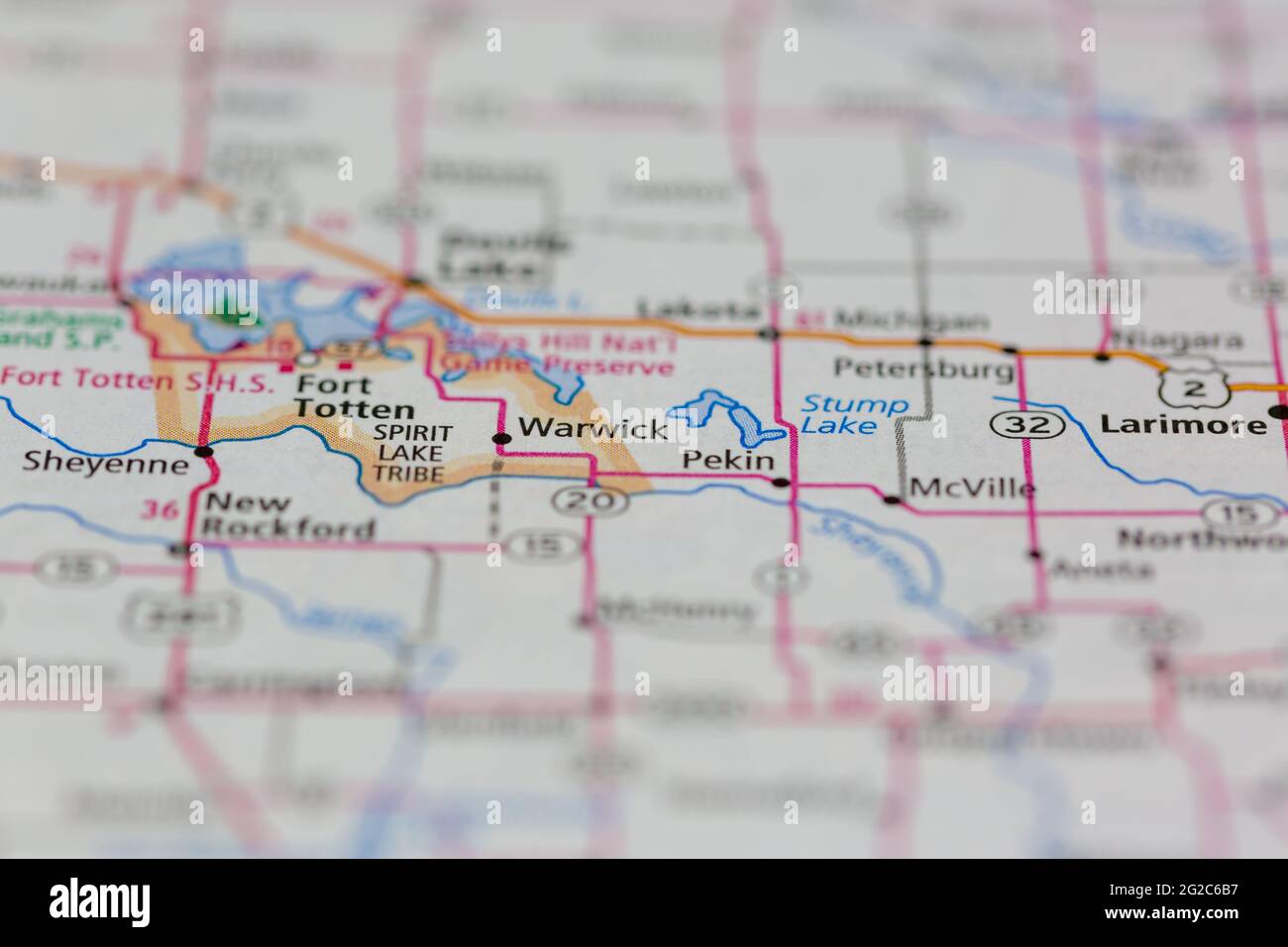 Warwick North Dakota USA shown of a Road map or Geography map Stock ...